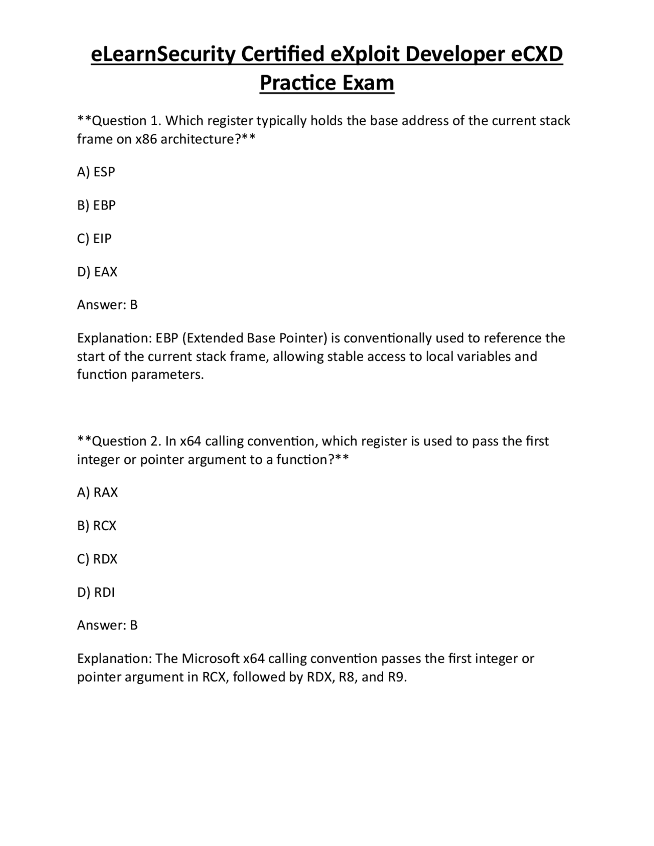 eLearnSecurity Certified eXploit Developer eCXD Practice Exam | Exams ...