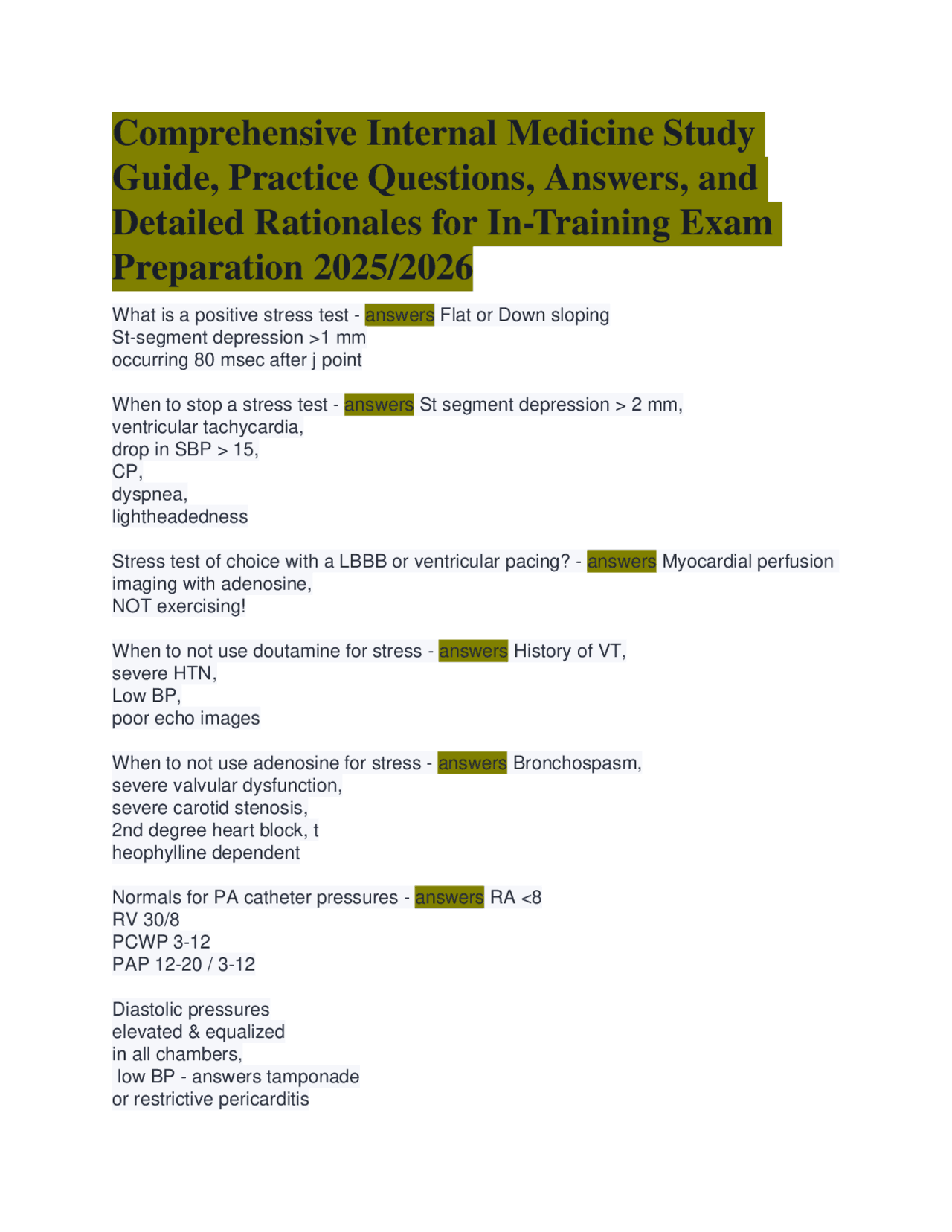 Comprehensive Internal Medicine Exam Prep: Questions, Answers ...
