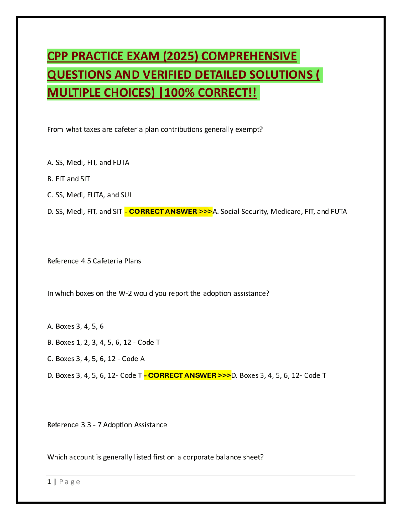 CPP PRACTICE EXAM (2025) COMPREHENSIVE QUESTIONS AND VERIFIED DETAILED ...