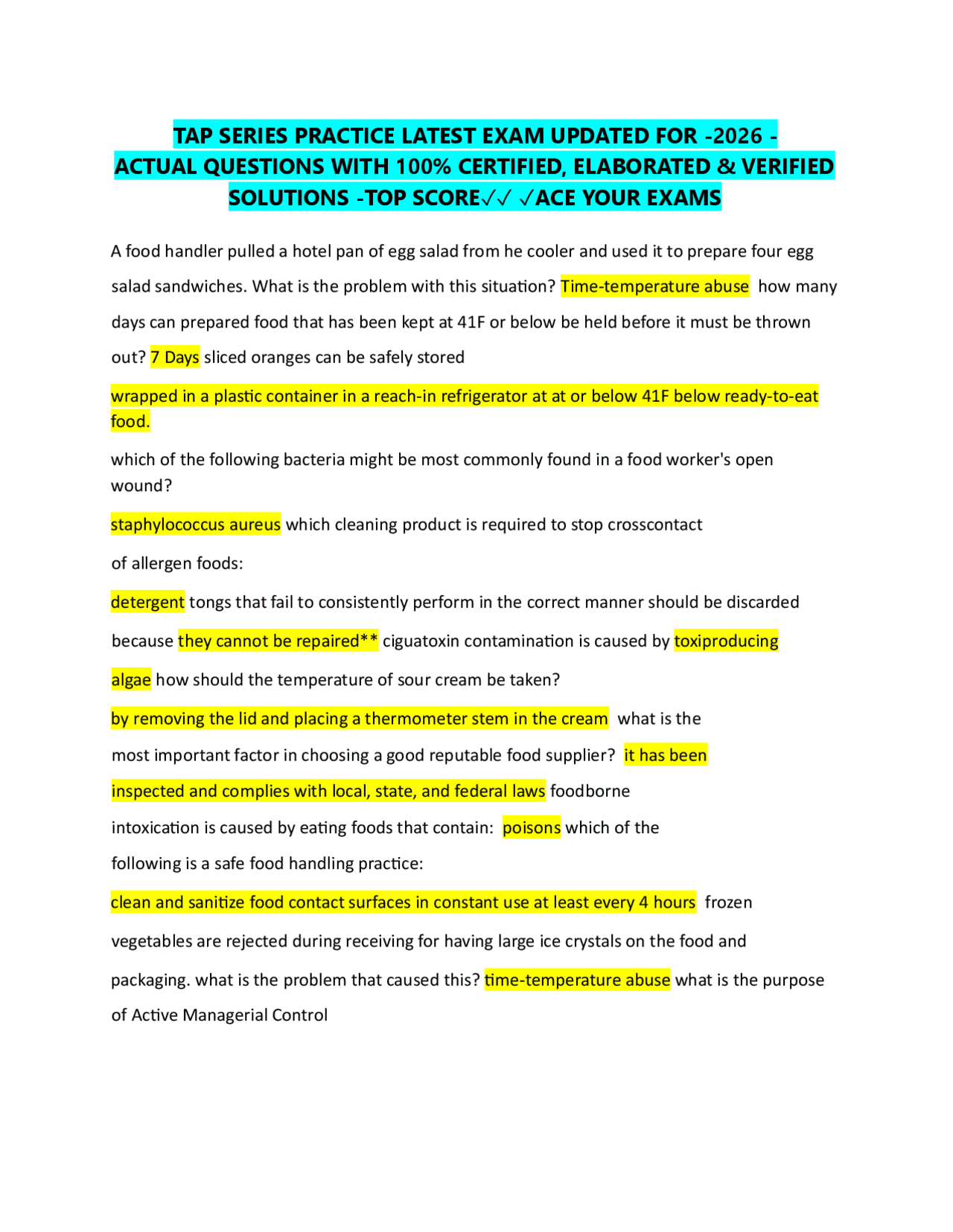 TAP SERIES -LATEST FINAL EXAM UPDATED FOR -2026 -ACTUAL QUESTIONS WITH ...