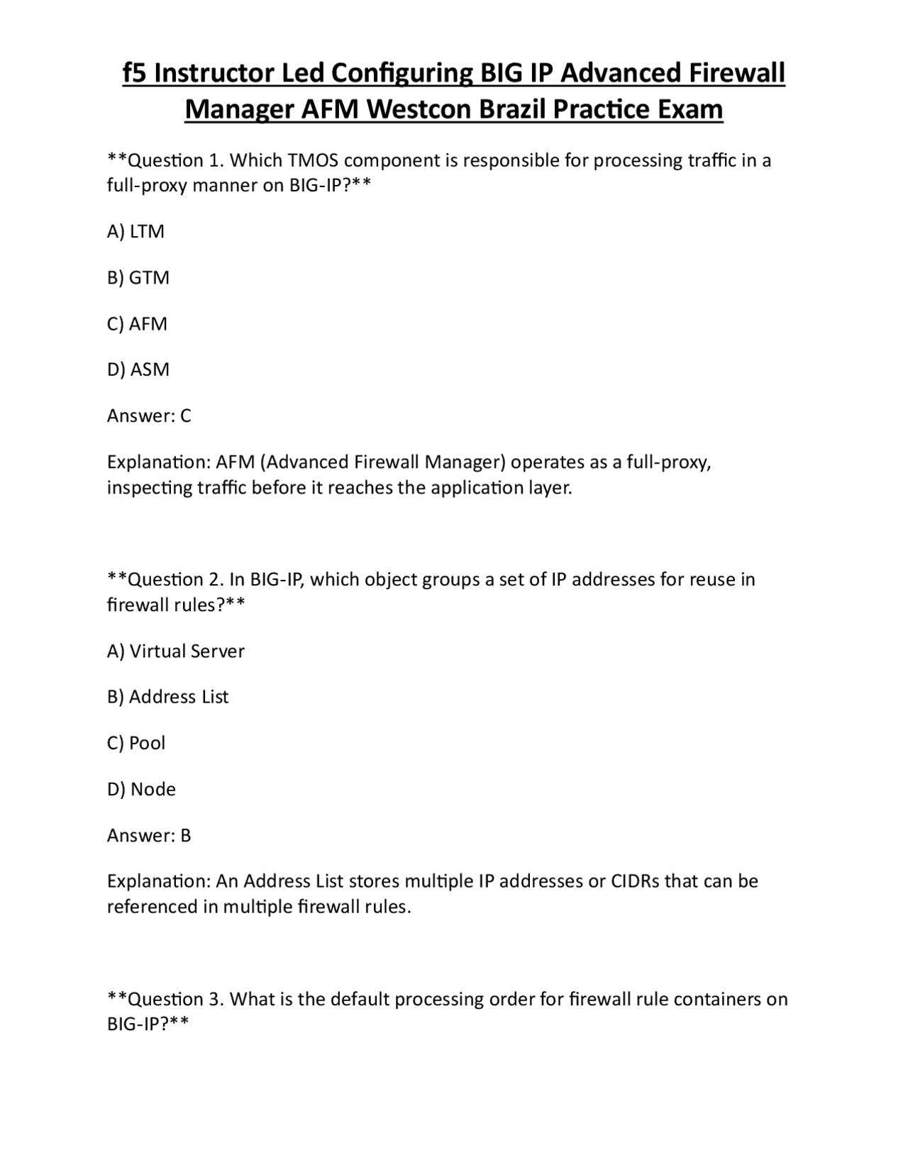 f5 Instructor Led Configuring BIG IP Advanced Firewall Manager AFM ...
