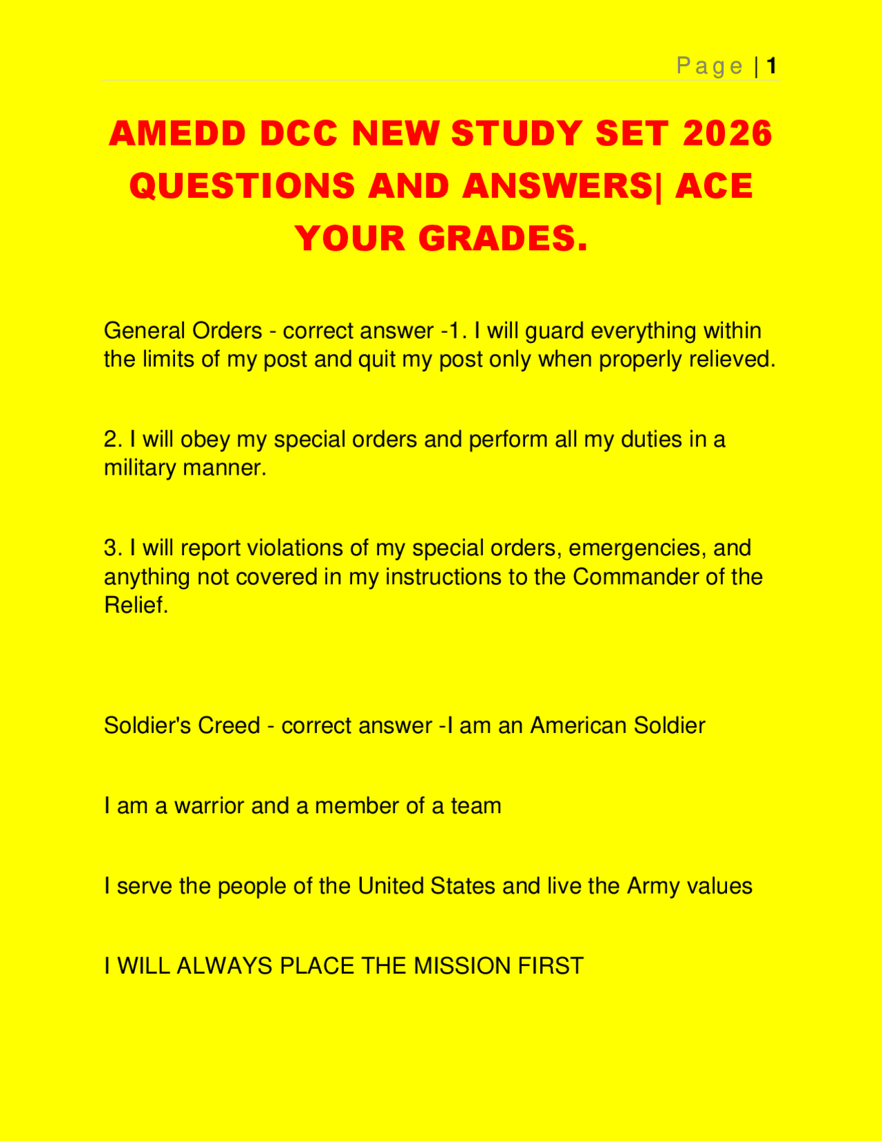 AMEDD DCC NEW STUDY SET 2026 QUESTIONS AND ANSWERS| ACE YOUR GRADES ...