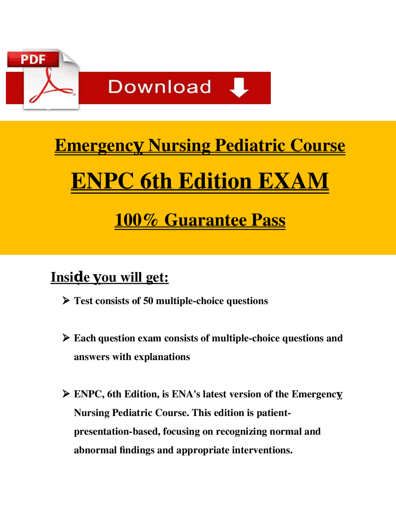 ENPC 6th Edition Exam | Emergency Nursing Pediatric Course | Verified Q&A 2025/2026 | Exams ...
