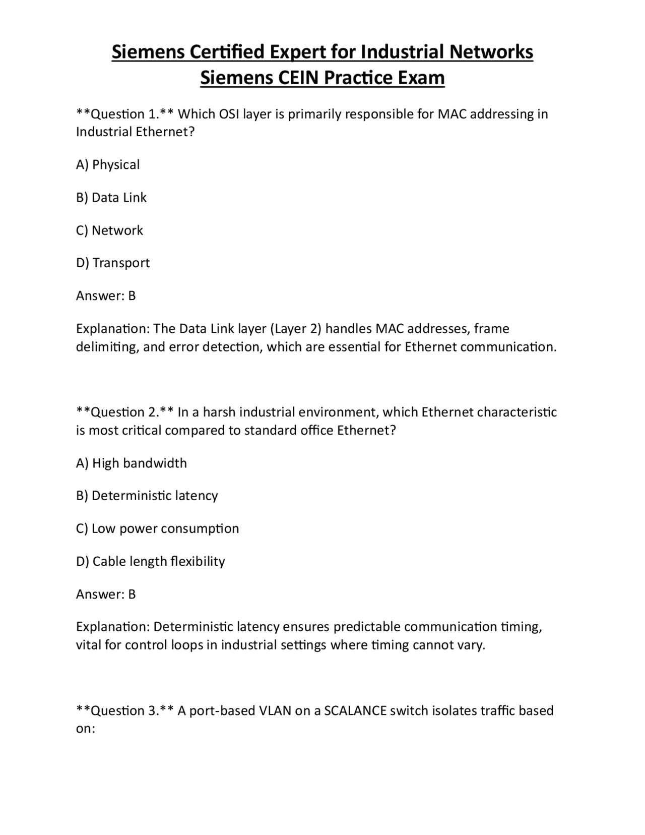 Siemens Certified Expert for Industrial Networks Siemens CEIN Practice ...