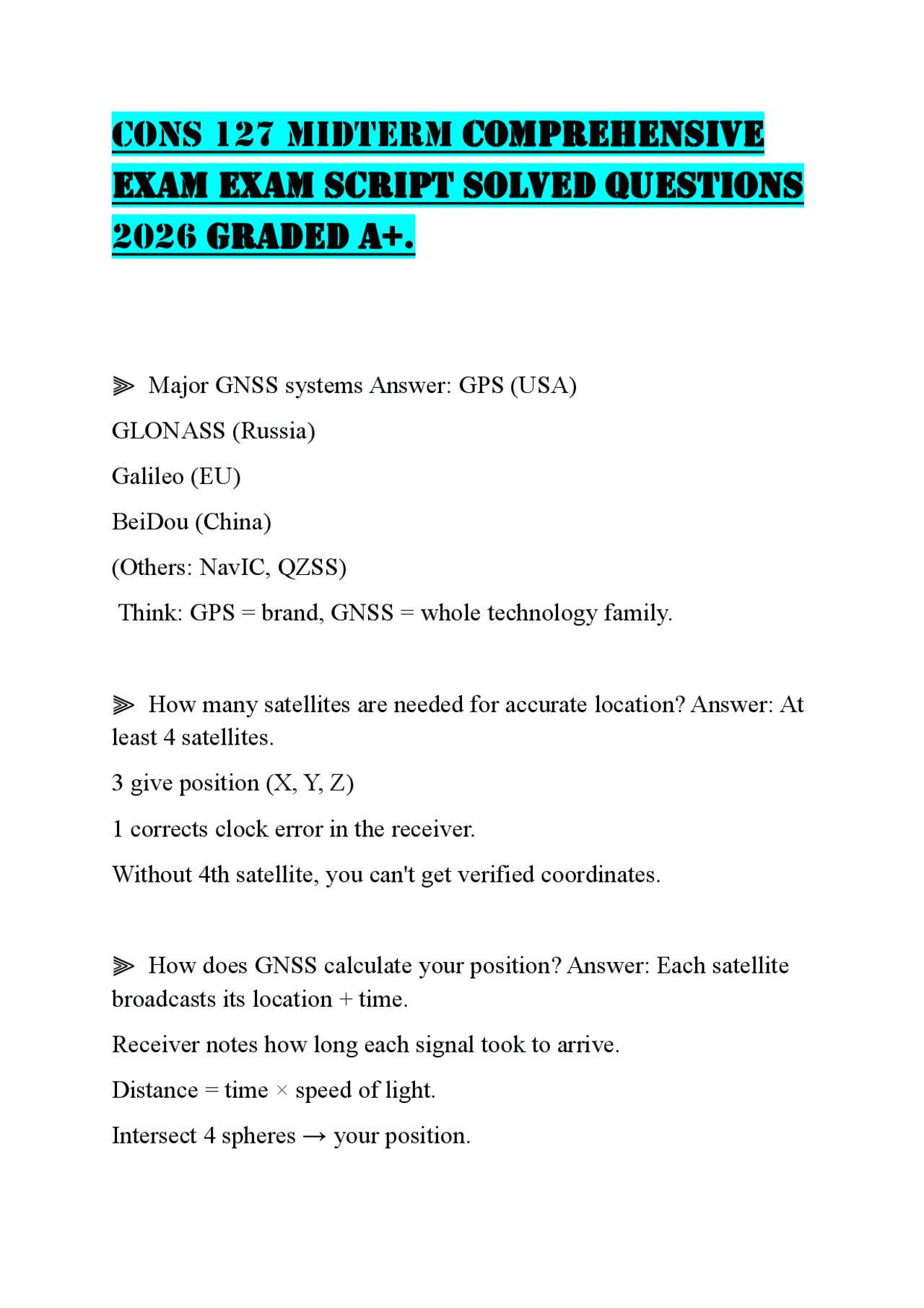 CONS 127 MIDTERM COMPREHENSIVE EXAM EXAM SCRIPT SOLVED QUESTIONS 2026 ...