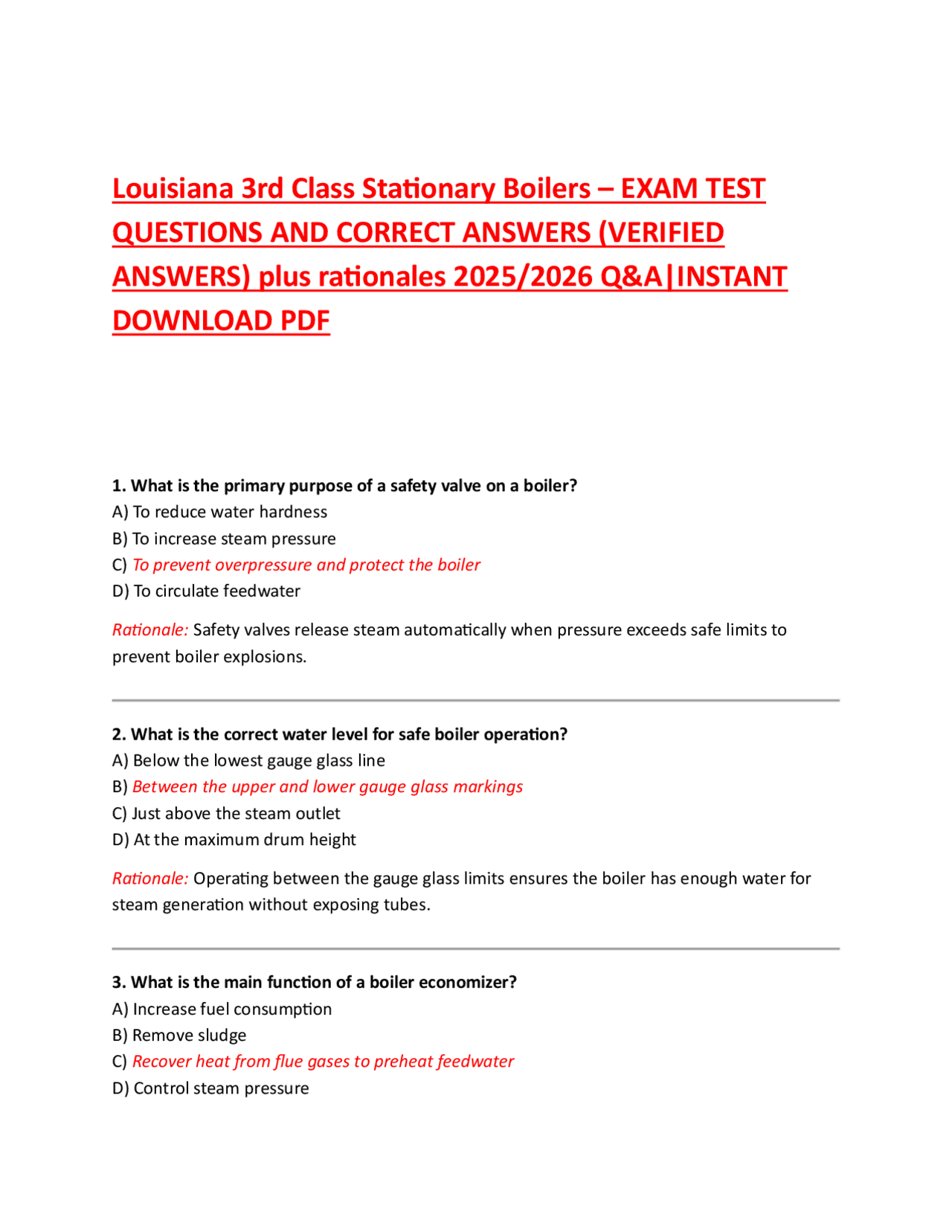 ouisiana 3rd Class Stationary Boilers Exam – Practice Questions With ...