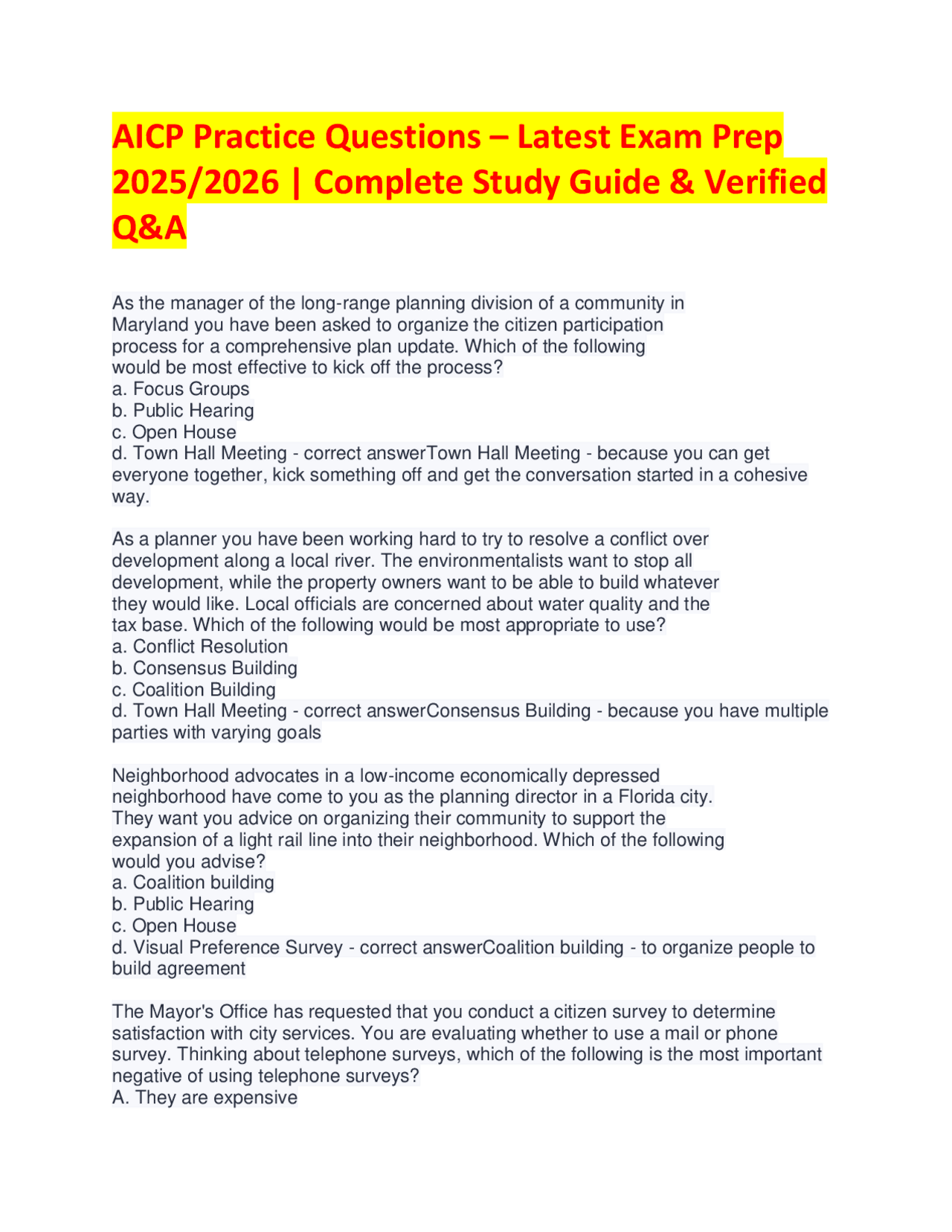 AICP Practice Questions – Latest 2025/2026 Exam Prep | Complete Study ...