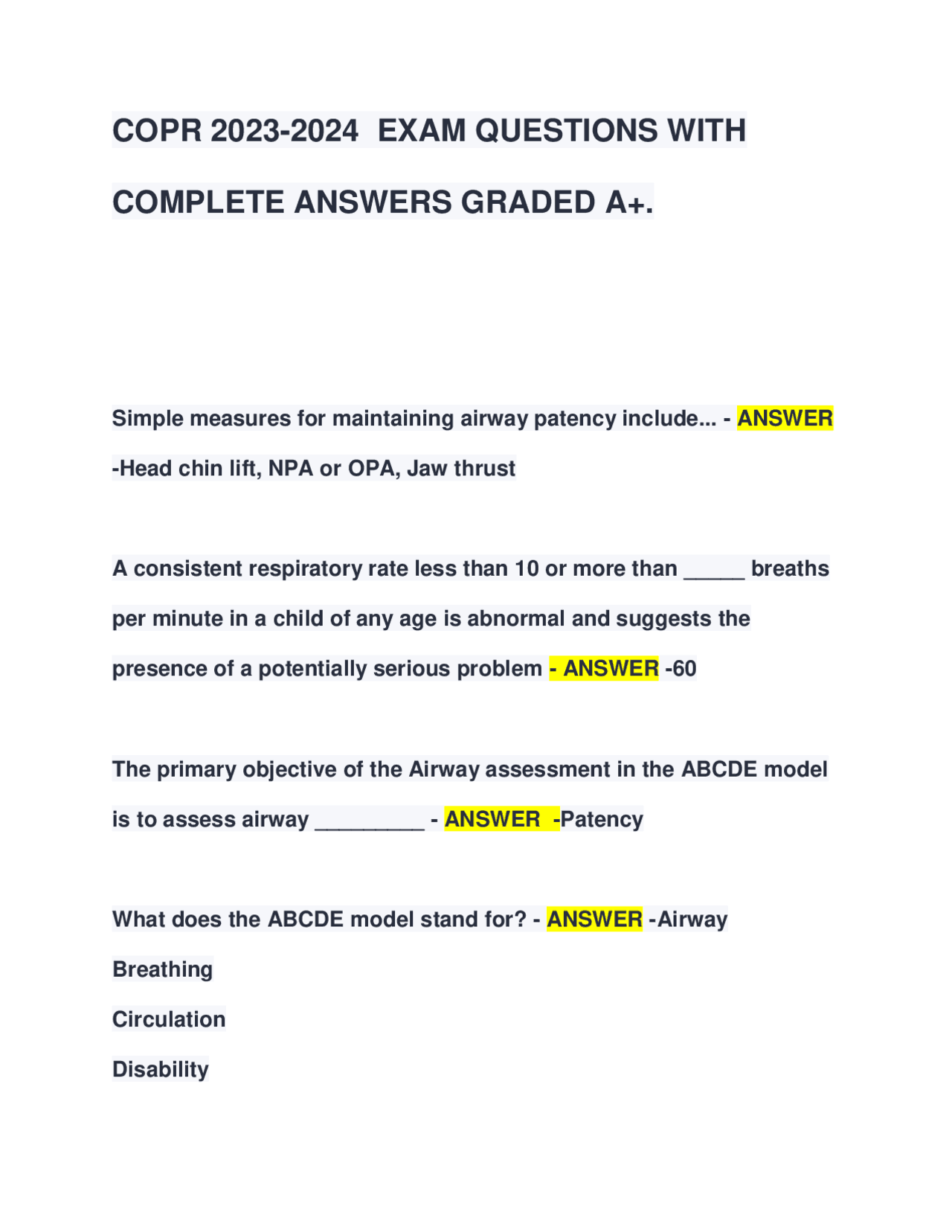 COPR 2023-2024 EXAM QUESTIONS WITH COMPLETE ANSWERS GRADED A+. | Exams ...