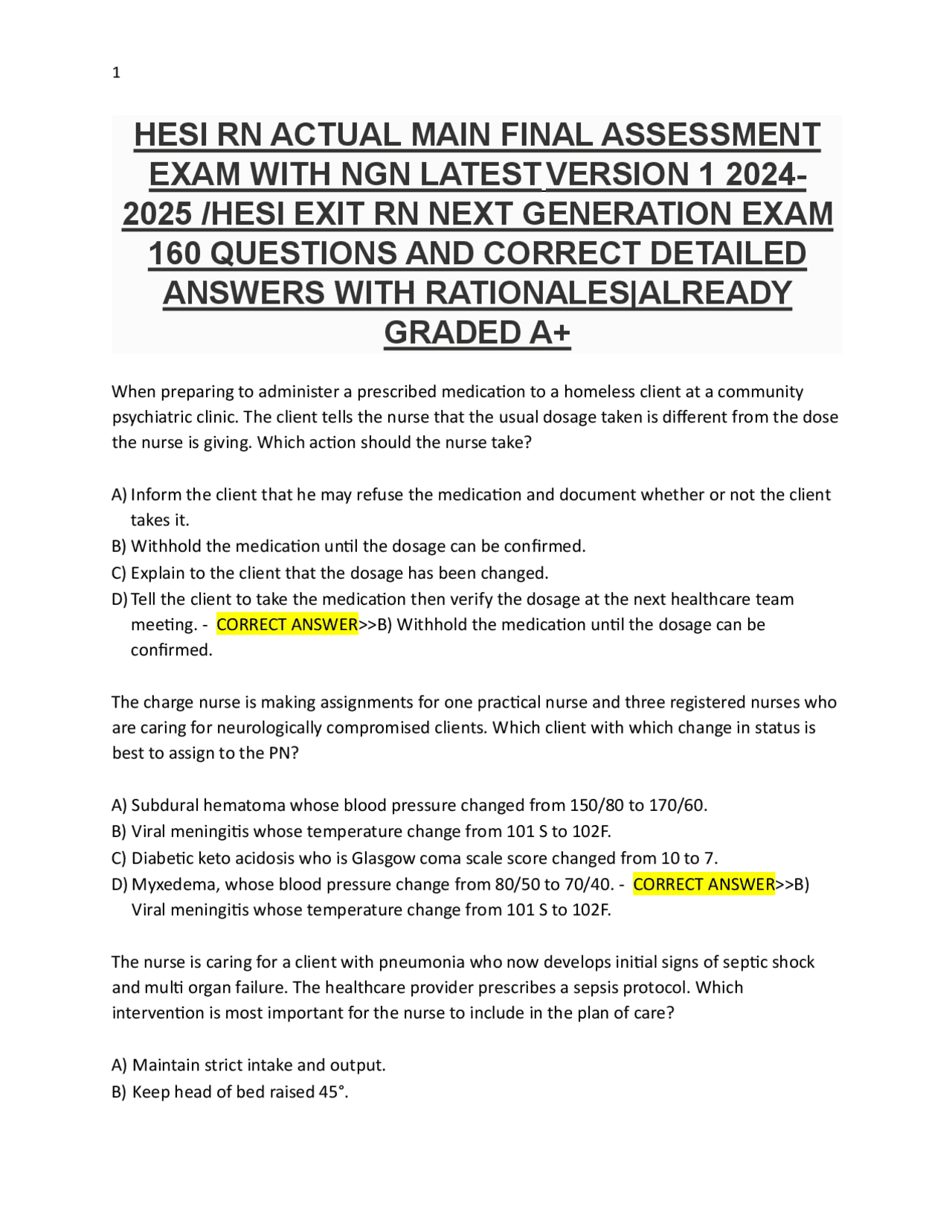 HESI RN ACTUAL MAIN FINAL ASSESSMENT EXAM WITH NGN LATEST VERSION 1 ...