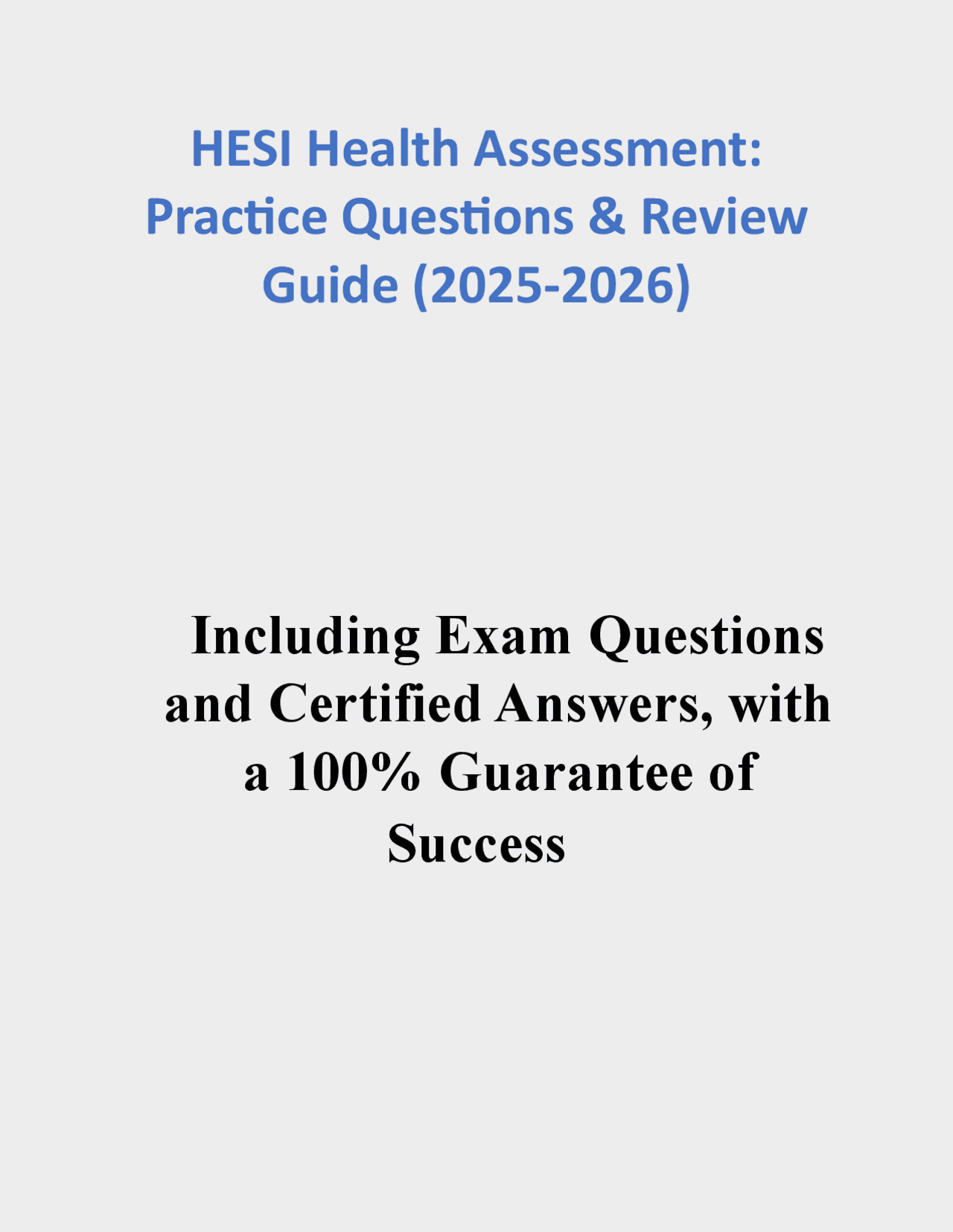 HESI Health Assessment: Practice Questions & Review Guide (2025-2026 ...