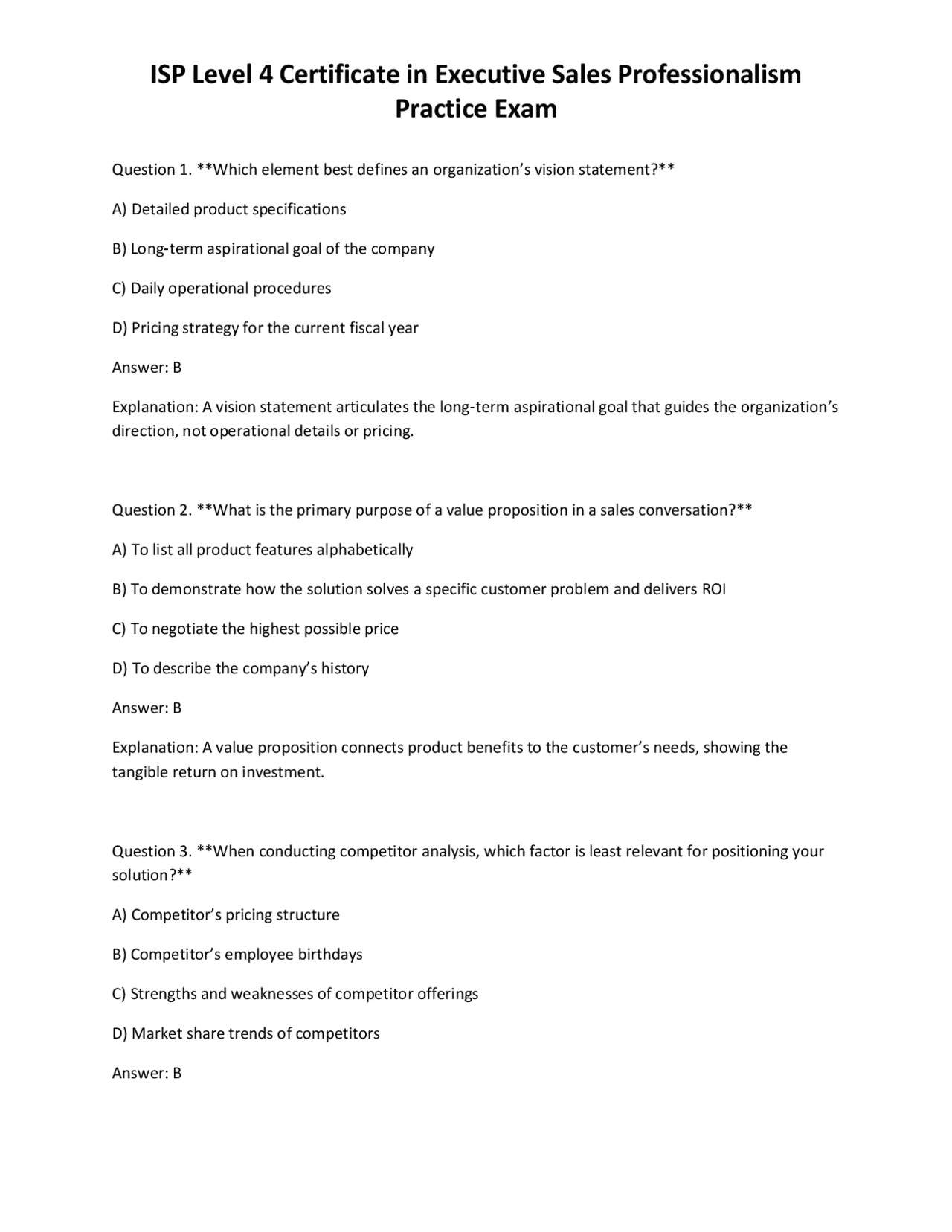 ISP Level 4 Certificate in Executive Sales Professionalism Practice ...