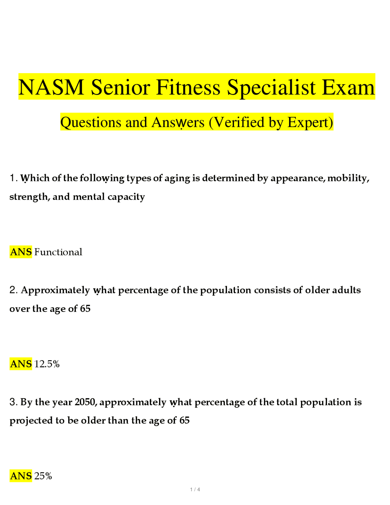 NASM Senior Fitness Specialist (SFS) Exam Prep PDF | Complete ...