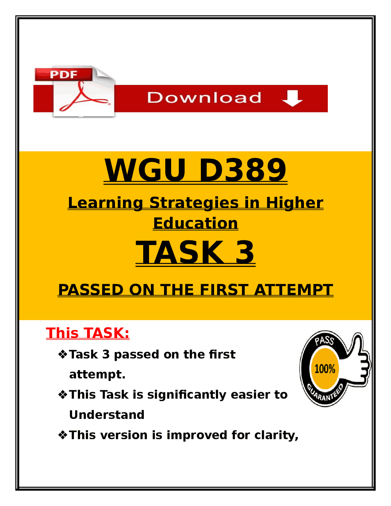 WGU D389 Learning Strategies in Higher Education Task 3 (2026 Guide ...