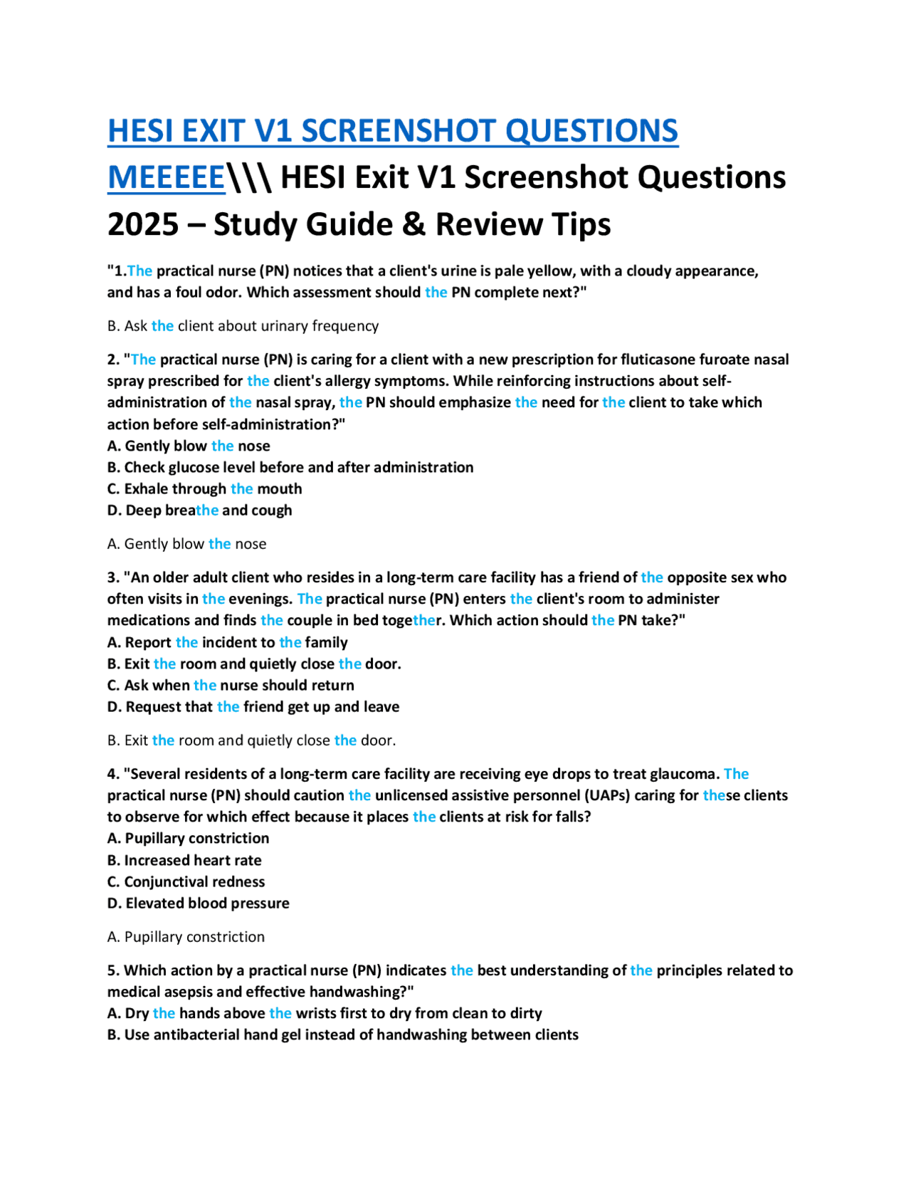 Practice Questions and Review for Nursing Students | Exams Nursing ...