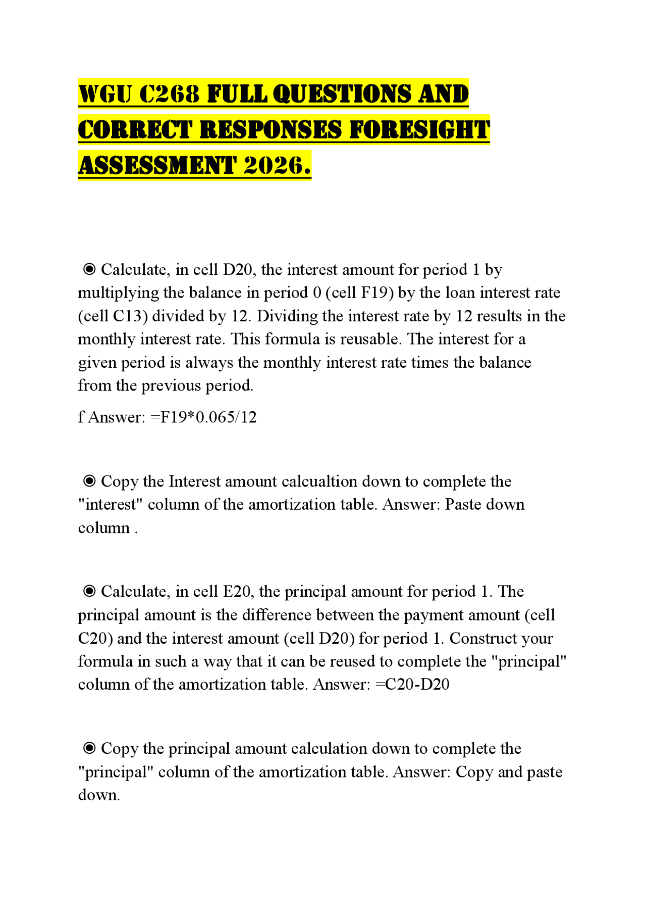 WGU C268 FULL QUESTIONS AND CORRECT RESPONSES FORESIGHT ASSESSMENT 2026 ...