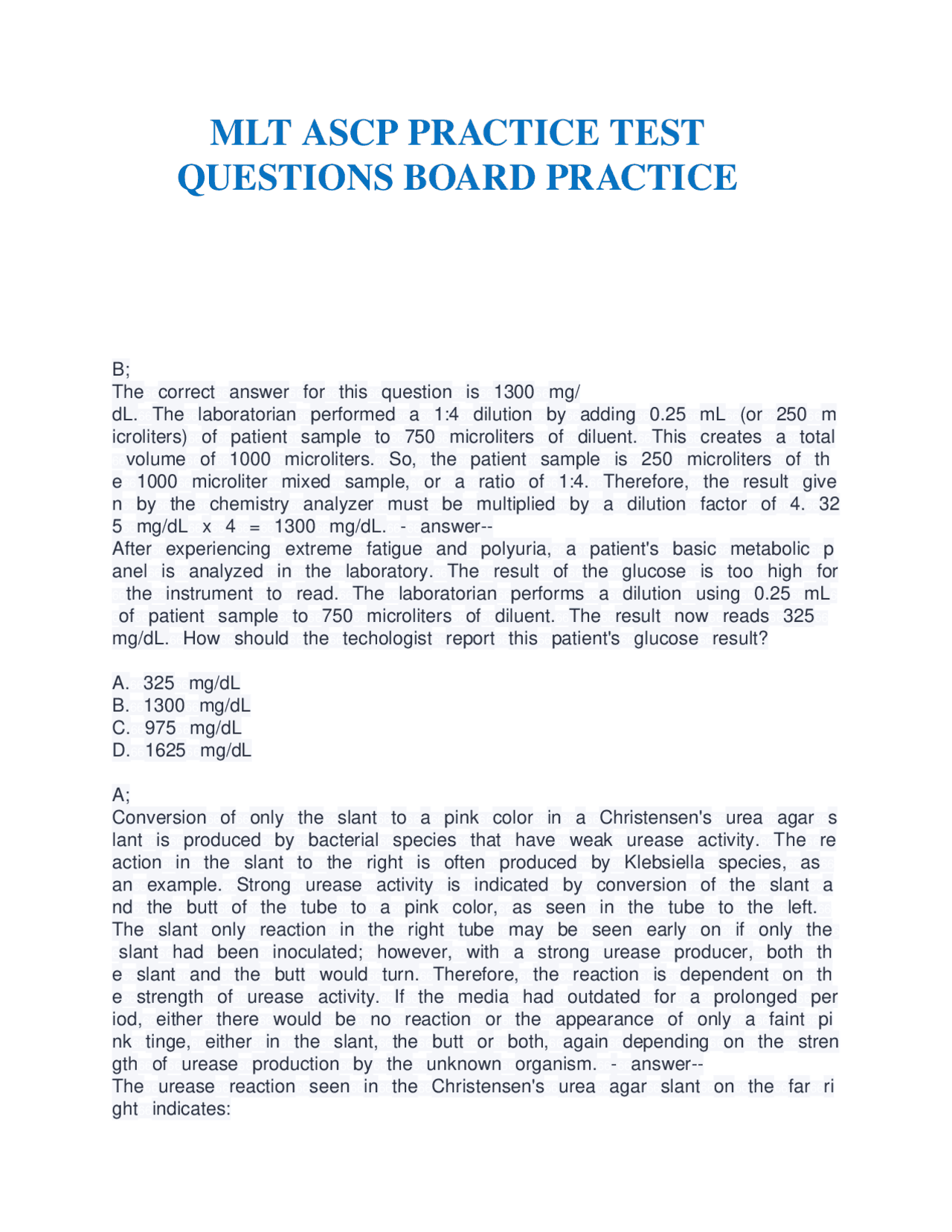 MLT ASCP Exam Practice Questions: Medical Laboratory Technician Board ...