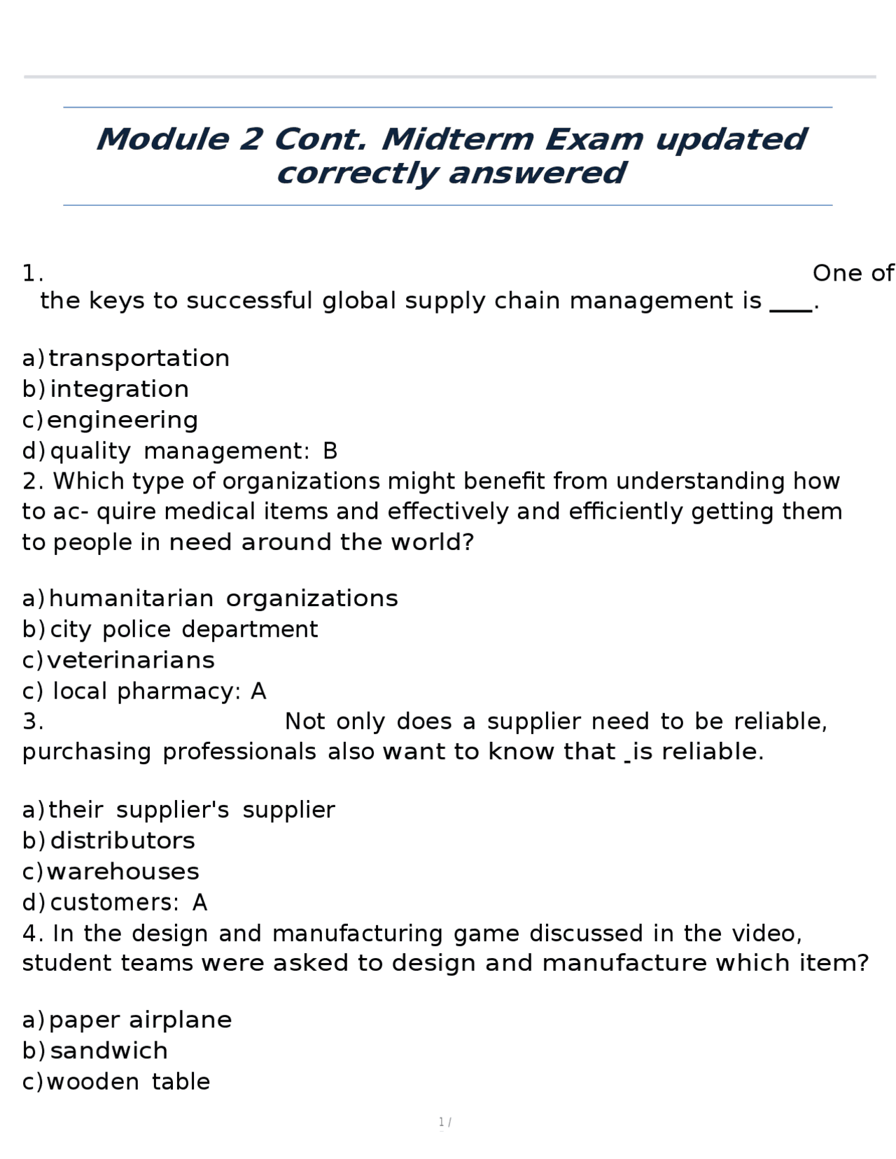 Module 2 Cont. Midterm Exam updated correctly answered | Exams Advanced ...
