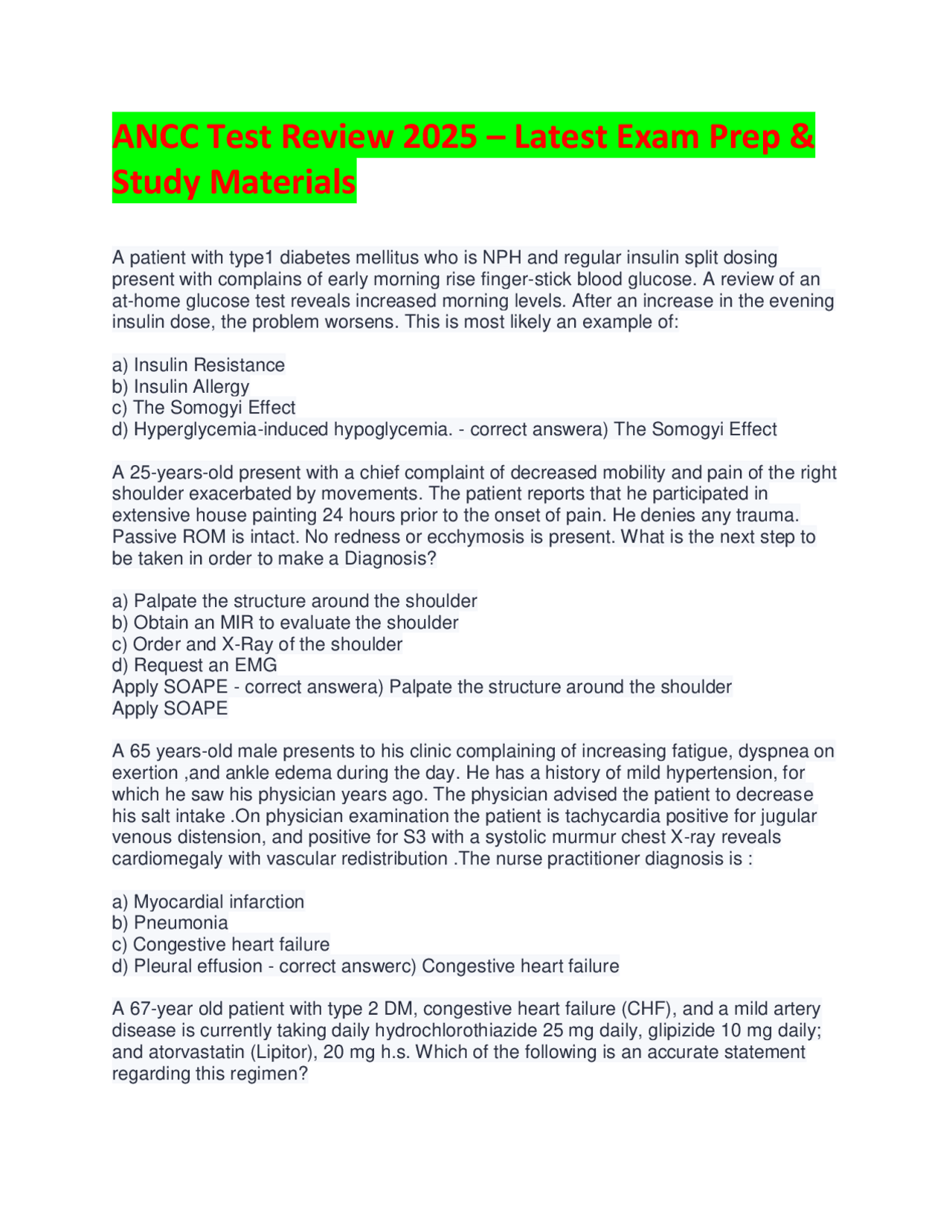 ANCC Test Review 2025 – Latest Exam Prep & Study Materials. | Exams ...
