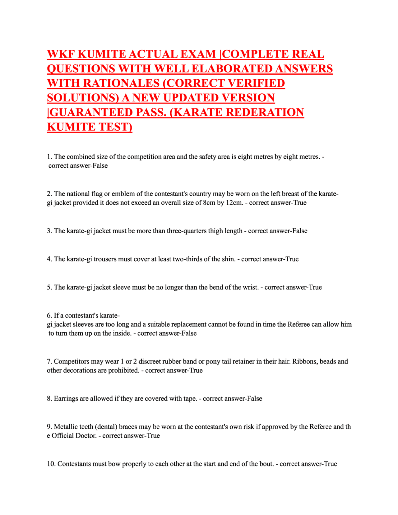 WKF Kumite Real Exam 2026 – Complete Practice Test & Questions with ...