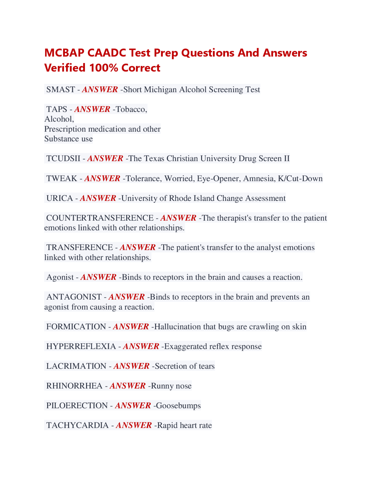 MCBAP CAADC Test Prep Questions And Answers Verified 100% Correct ...