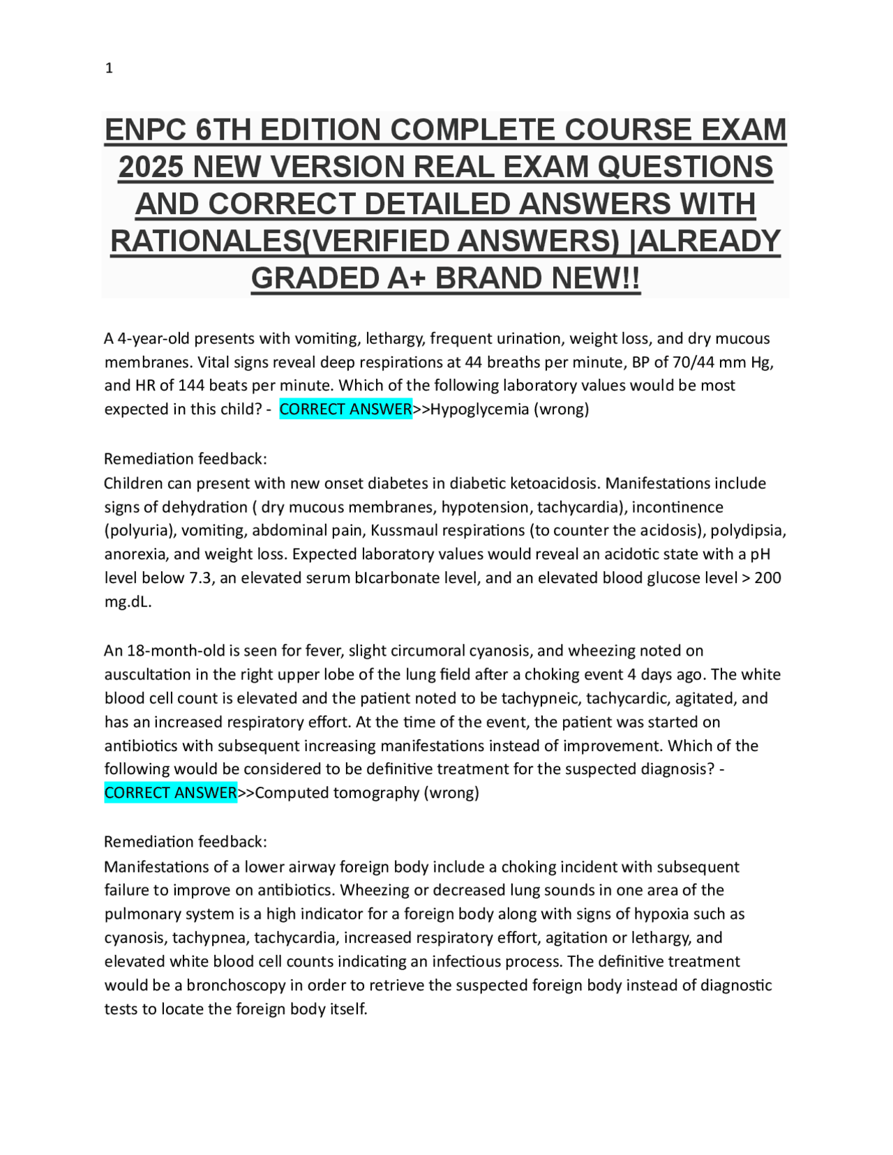 ENPC 6TH EDITION COMPLETE COURSE EXAM 2025 NEW VERSION REAL EXAM ...