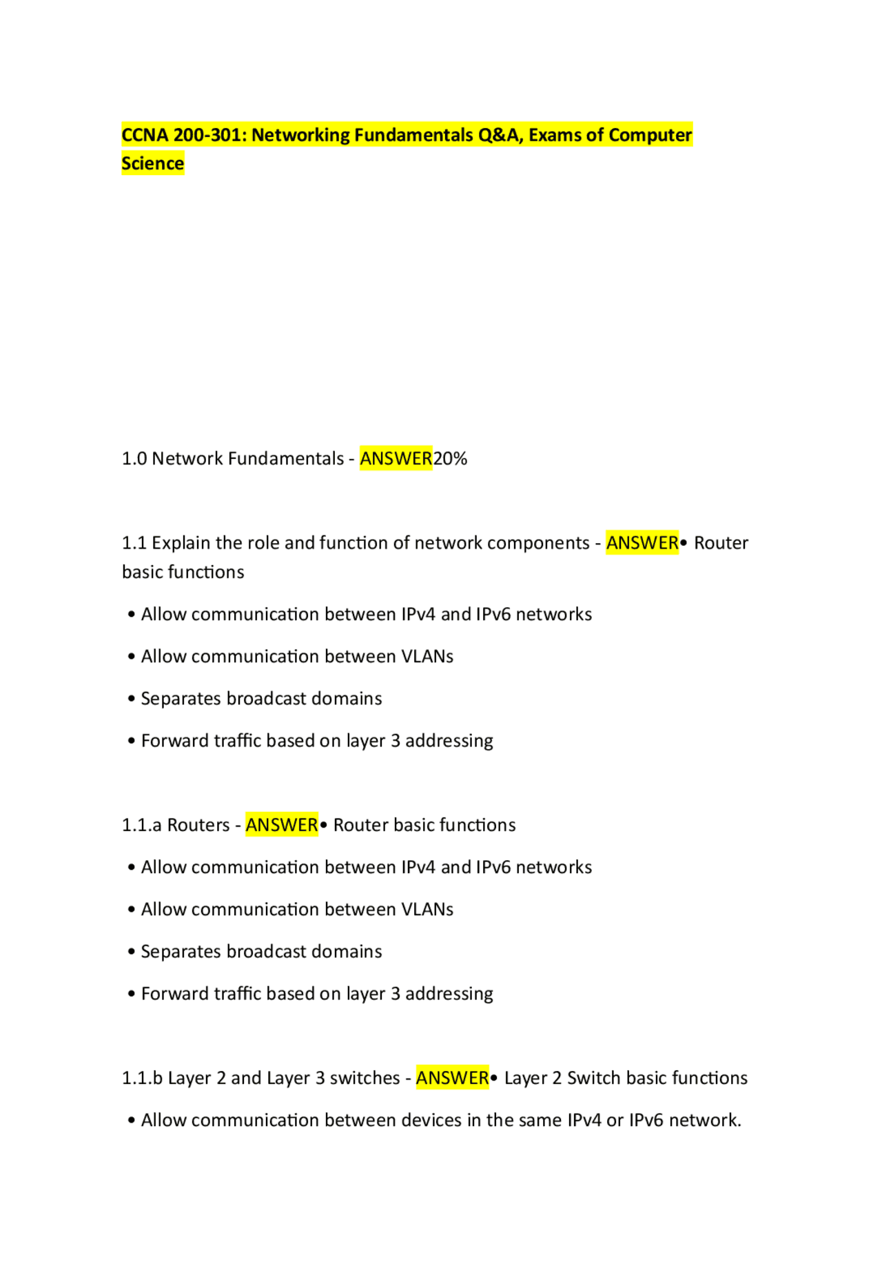 CCNA 200-301 Networking Fundamentals Q&A: Computer Science Exam Prep ...