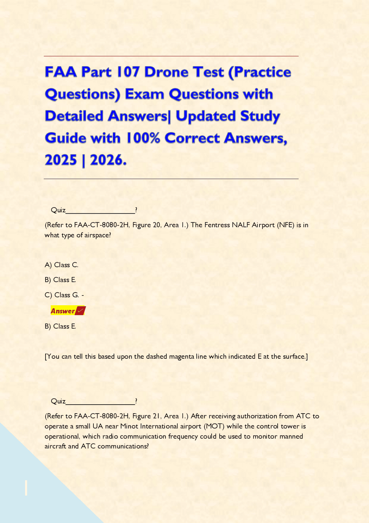 FAA Part 107 Drone Test (Practice Questions) Exam Questions with ...