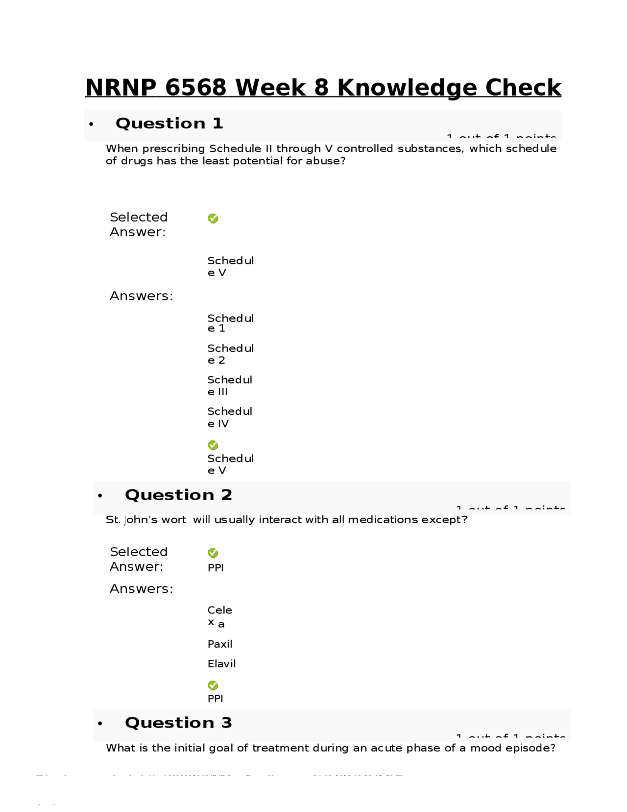 This NRNP 6568 Week 8 Knowledge Check is specifically designed for ...