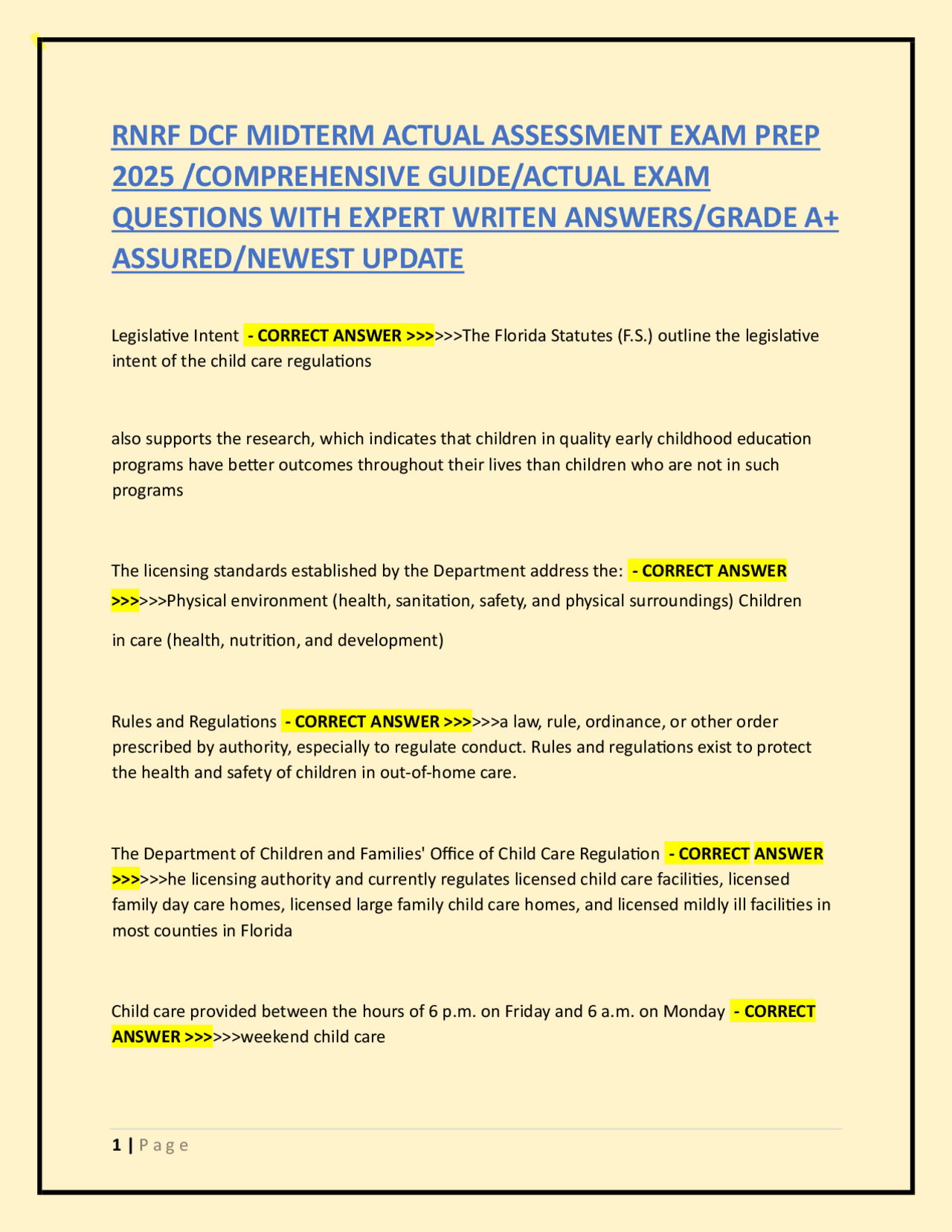 RNRF DCF MIDTERM ACTUAL ASSESSMENT EXAM PREP 2025 /COMPREHENSIVE GUIDE ...