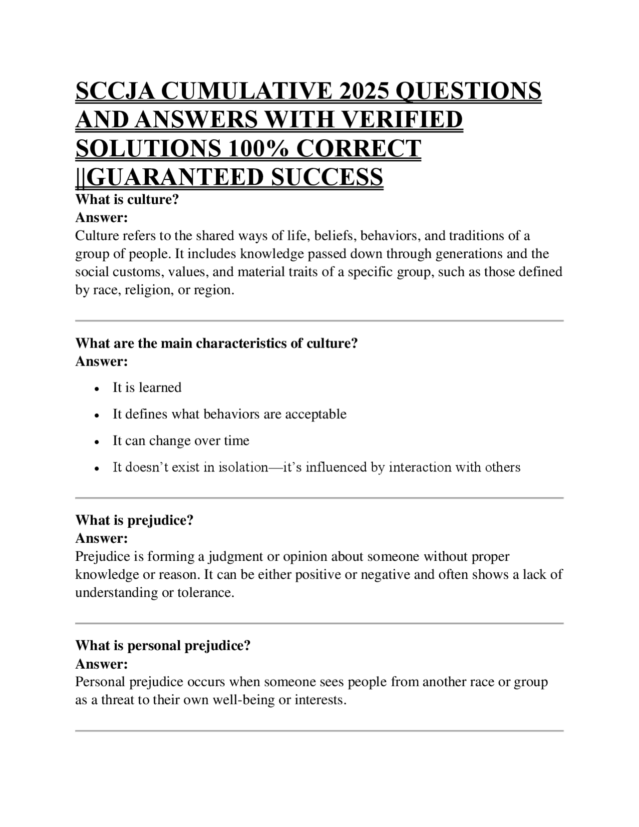 SCCJA CUMULATIVE 2025 QUESTIONS AND ANSWERS | Exams Criminal Justice ...
