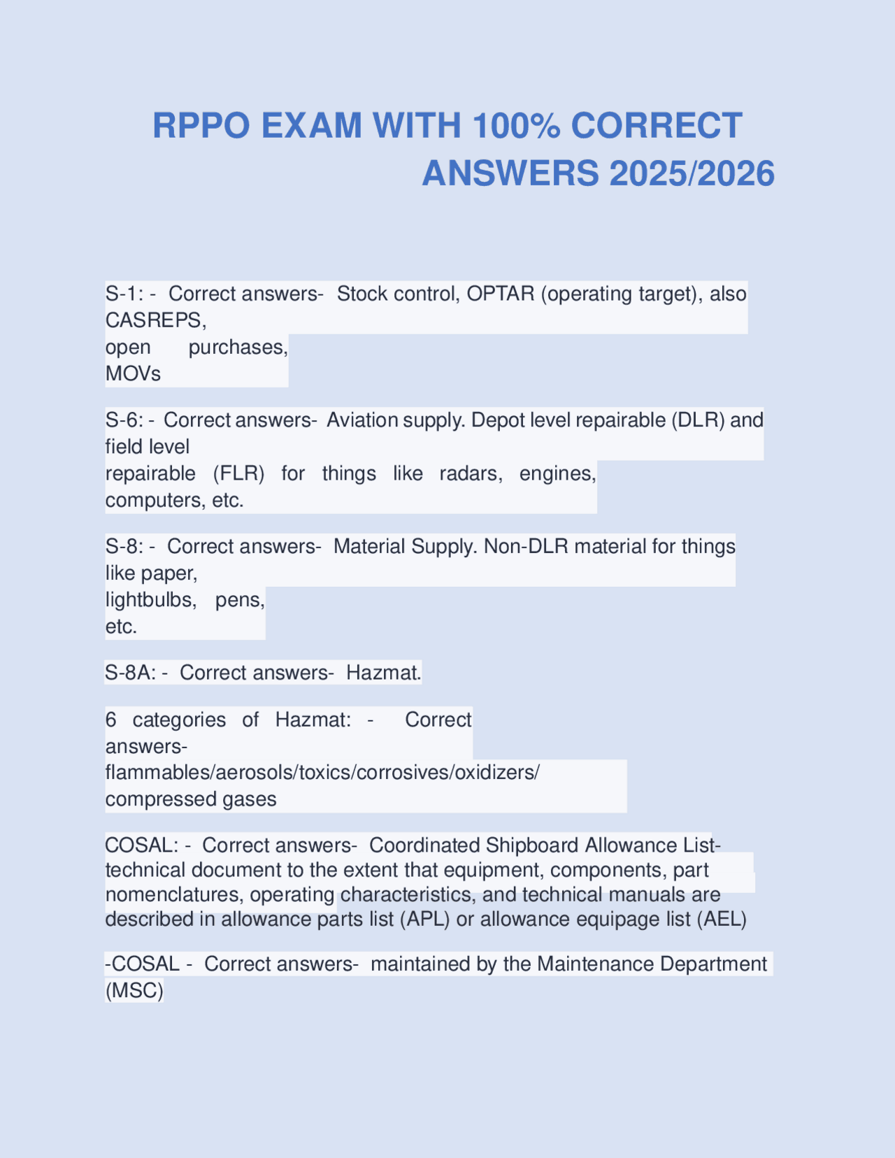 RPPO EXAM WITH 100% CORRECT ANSWERS 2025/2026 | Exams Nursing | Docsity