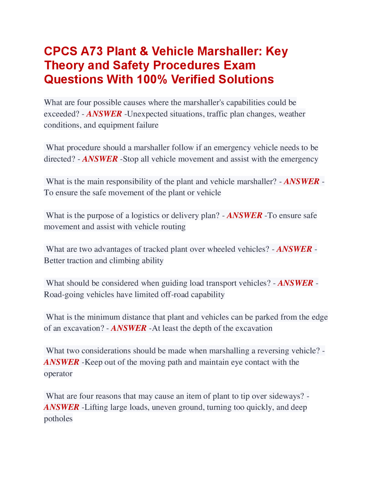 CPCS A73 Plant & Vehicle Marshaller: Key Theory and Safety Procedures ...