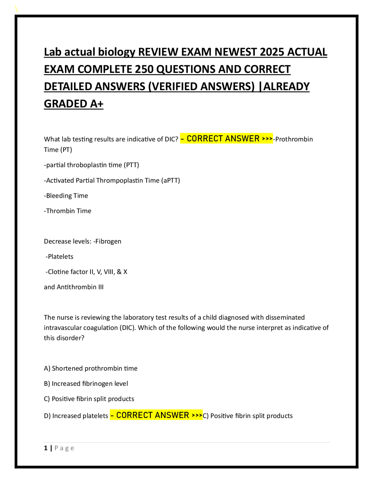 Lab actual biology REVIEW EXAM NEWEST 2025 ACTUAL EXAM COMPLETE 250 ...