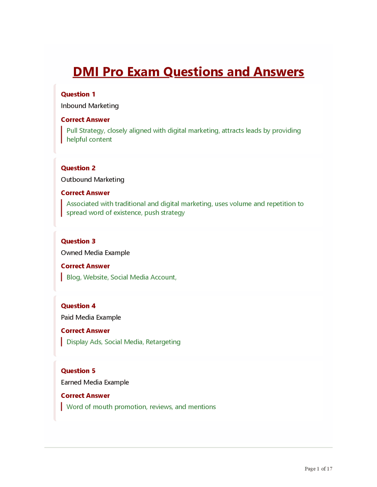 DMI Pro Exam Questions and Answers.pdf | Exams Nursing | Docsity