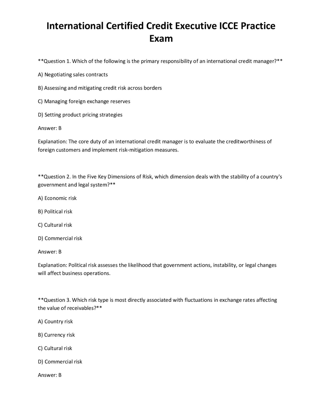 International Certified Credit Executive ICCE Practice Exam | Exams ...