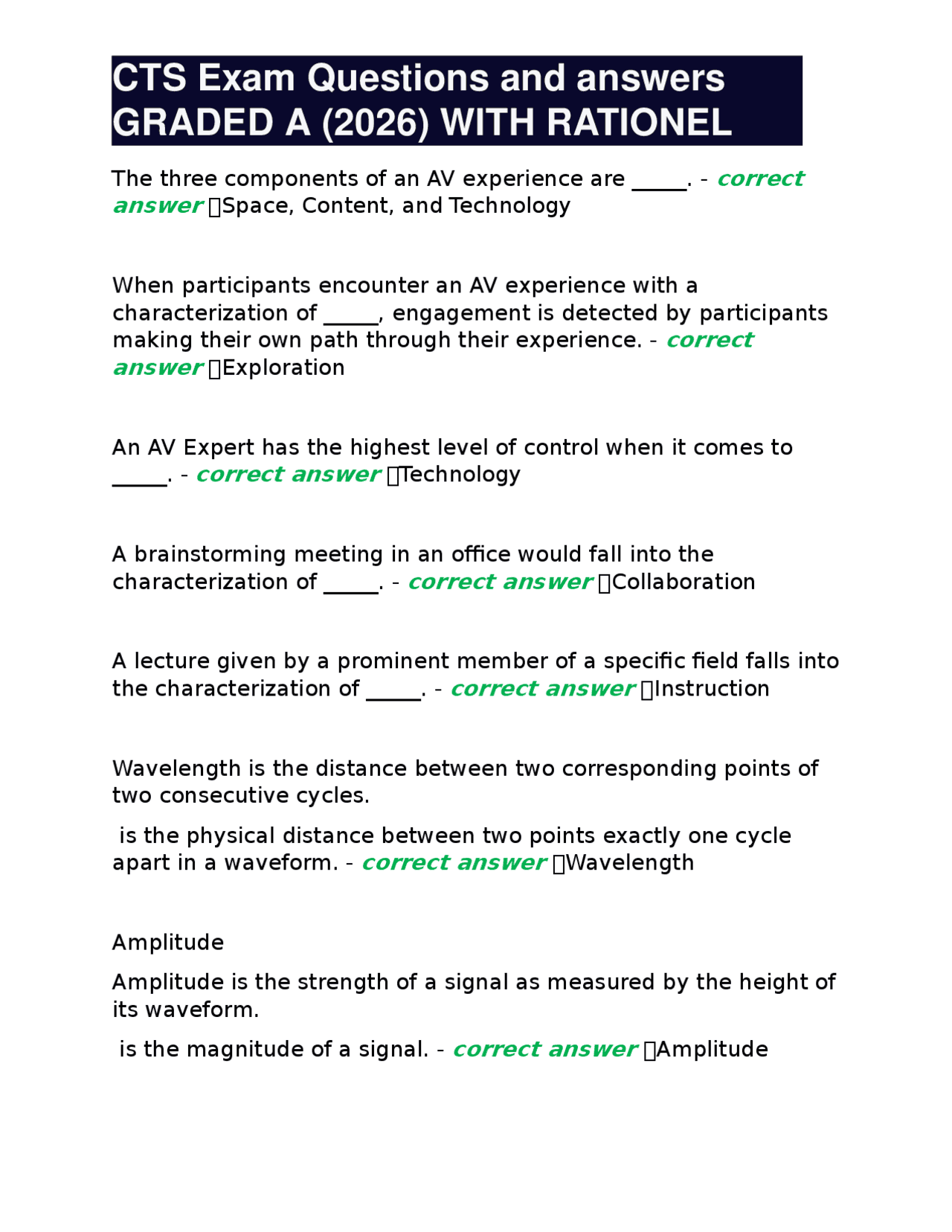 CTS Exam Questions and Answers: Comprehensive Study Guide | Exams ...