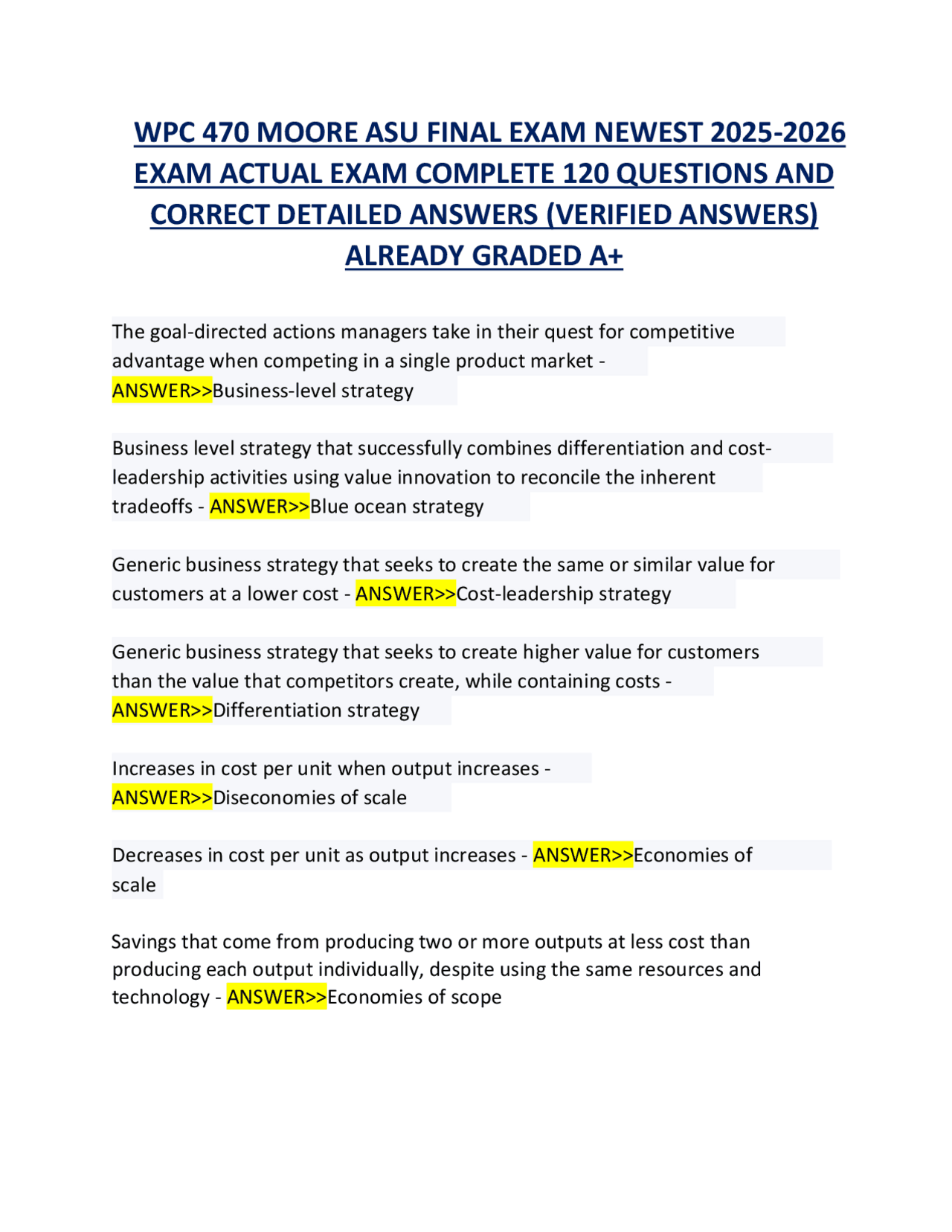 WPC 470 MOORE ASU FINAL EXAM NEWEST 2025-2026 EXAM ACTUAL EXAM COMPLETE ...