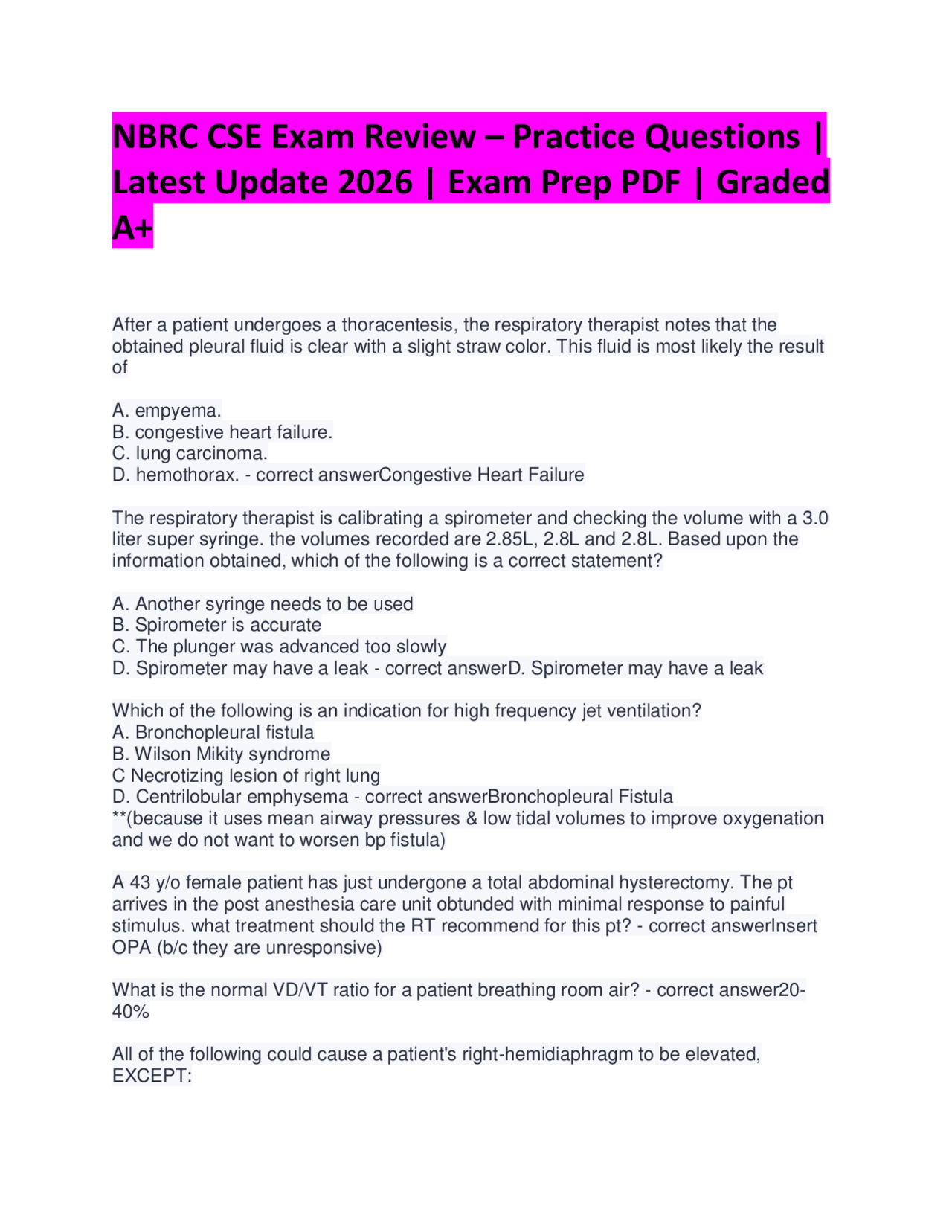NBRC CSE Exam Review – Practice Questions | Latest Update 2026 | Exam ...
