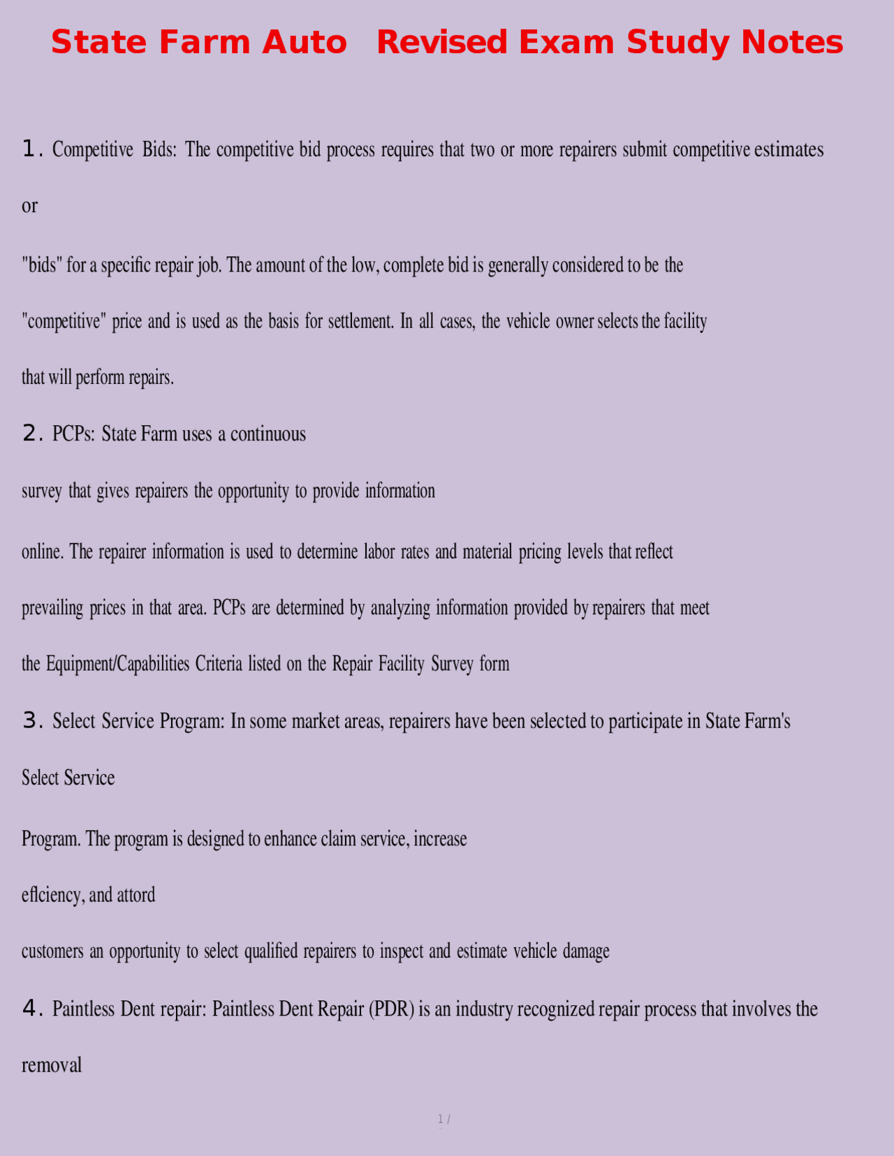 State Farm Auto Insurance Claim Examination Study Notes | Study Guides ...