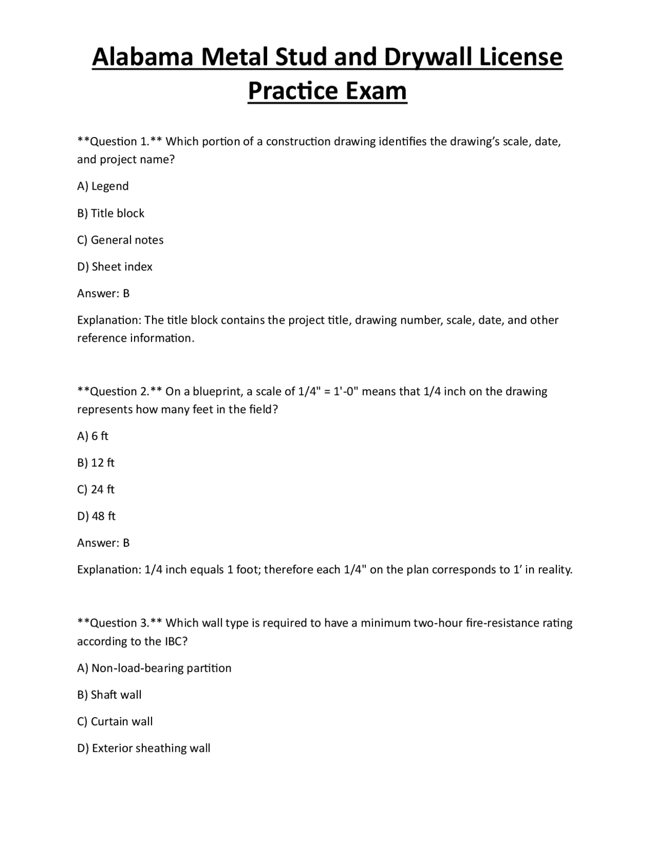 Alabama Metal Stud and Drywall License Practice Exam | Exams Technology ...