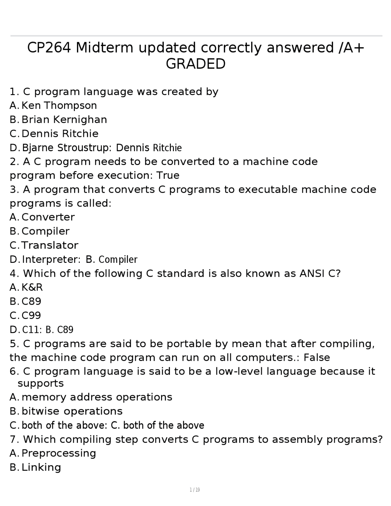 CP264 Midterm updated correctly answered /A+ GRADED | Exams Advanced ...