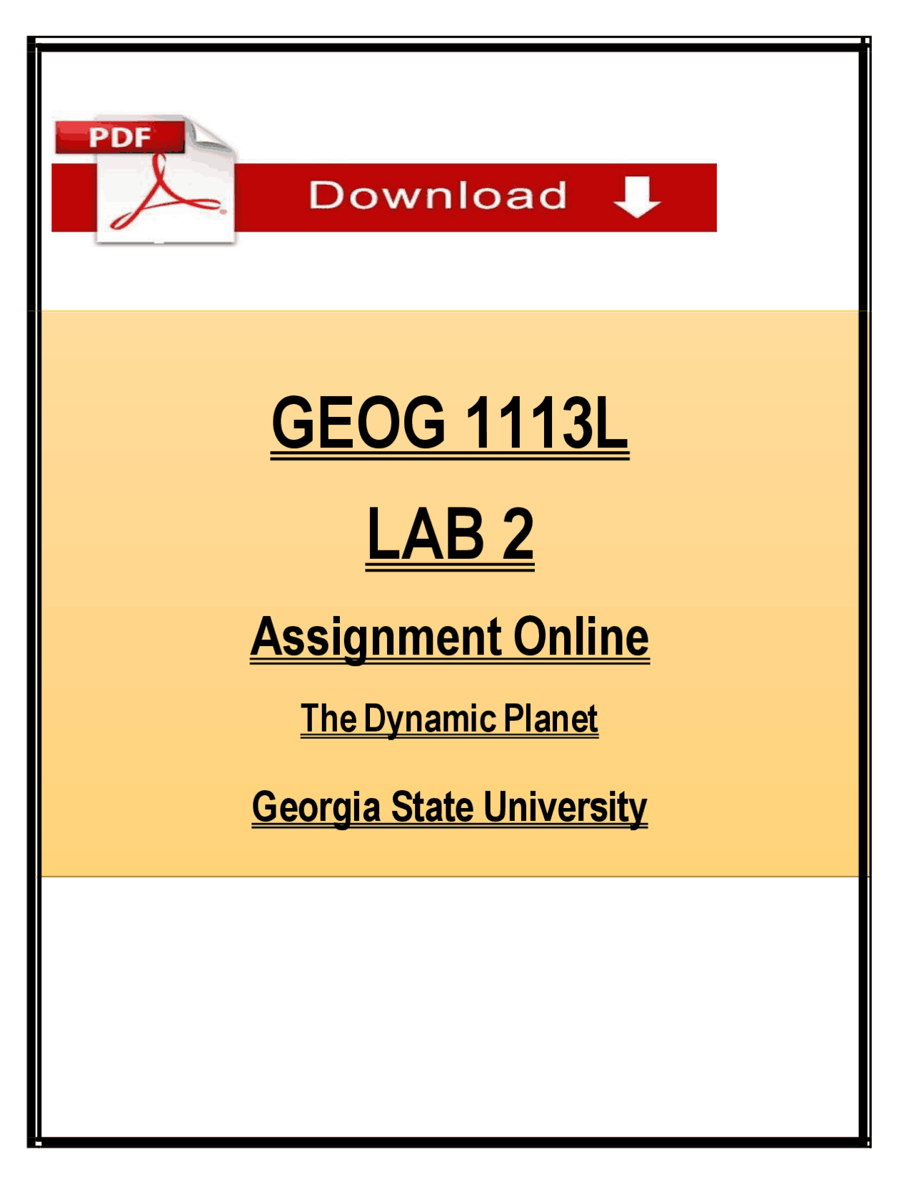 GEOG 1113L Lab 2 | The Dynamic Planet | Georgia State University ...