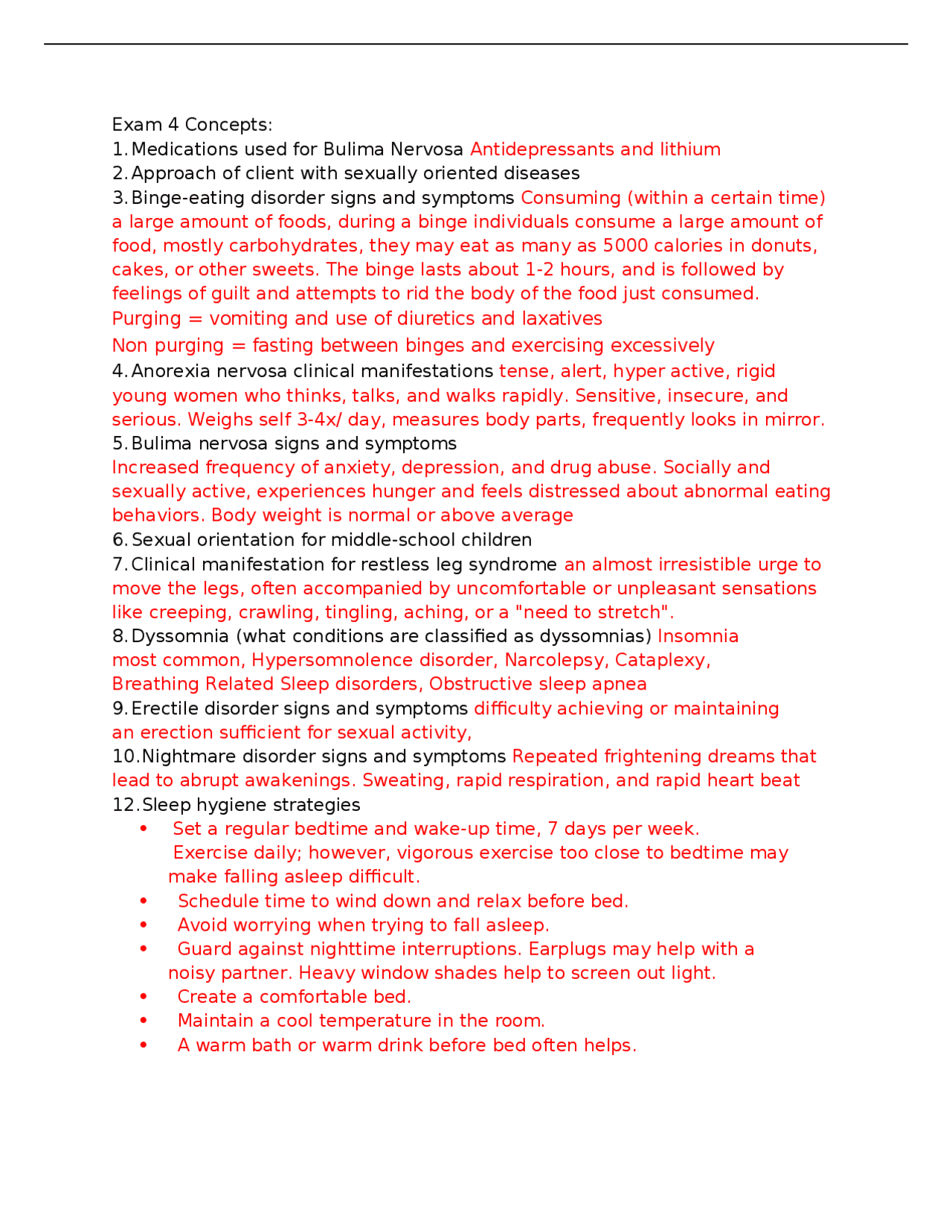 NU 160 Exam 4 Concepts FALL 2025 Galen | Exams Nursing | Docsity