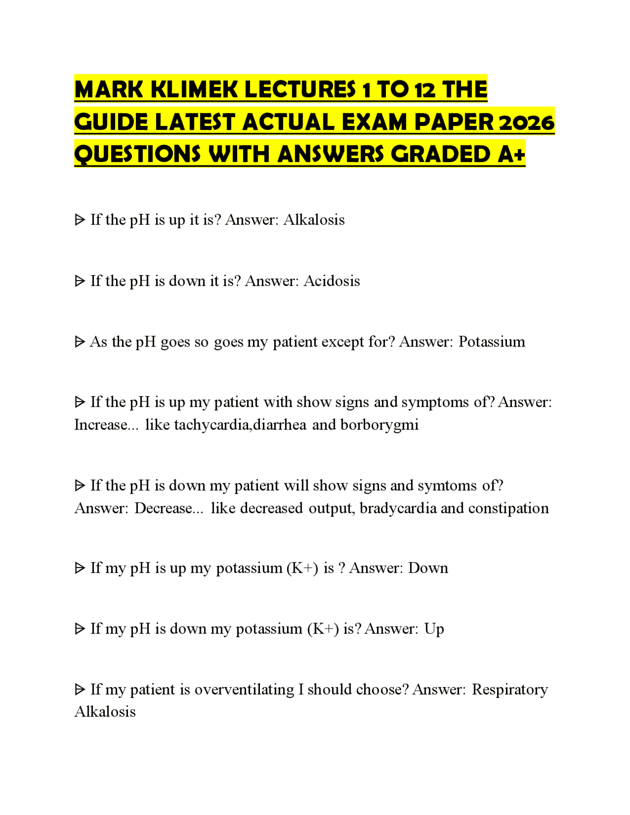 MARK KLIMEK LECTURES 1 TO 12 THE GUIDE LATEST ACTUAL EXAM PAPER 2026 ...