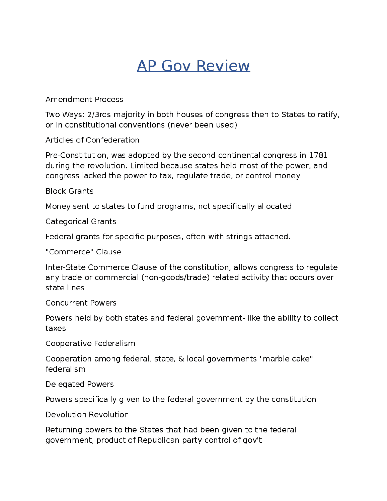 AP Gov Review 2026.docx | Exams Corporate Governence | Docsity
