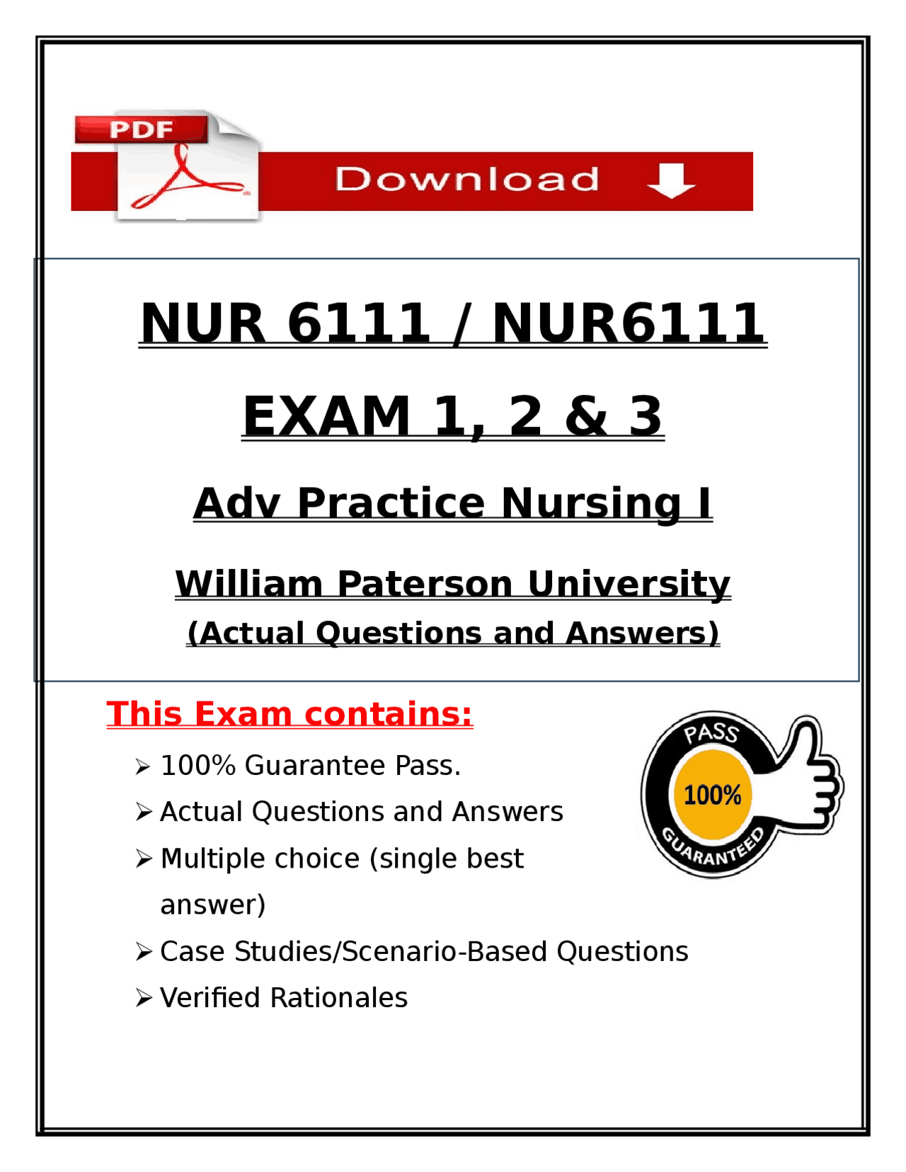 NUR 6111 Exams 1–3 (WPU) Adv Practice Nursing I – Q&A + Rationales 2026 ...