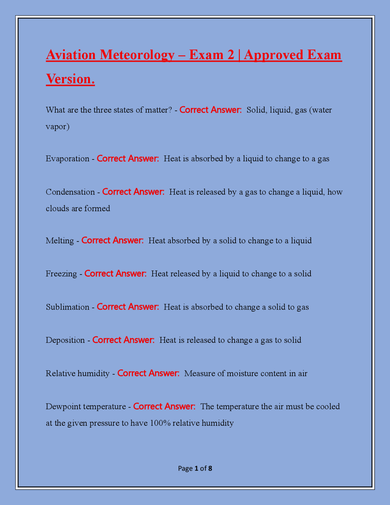 Aviation Meteorology – Exam 2 | Approved Exam Version. | Exams ...