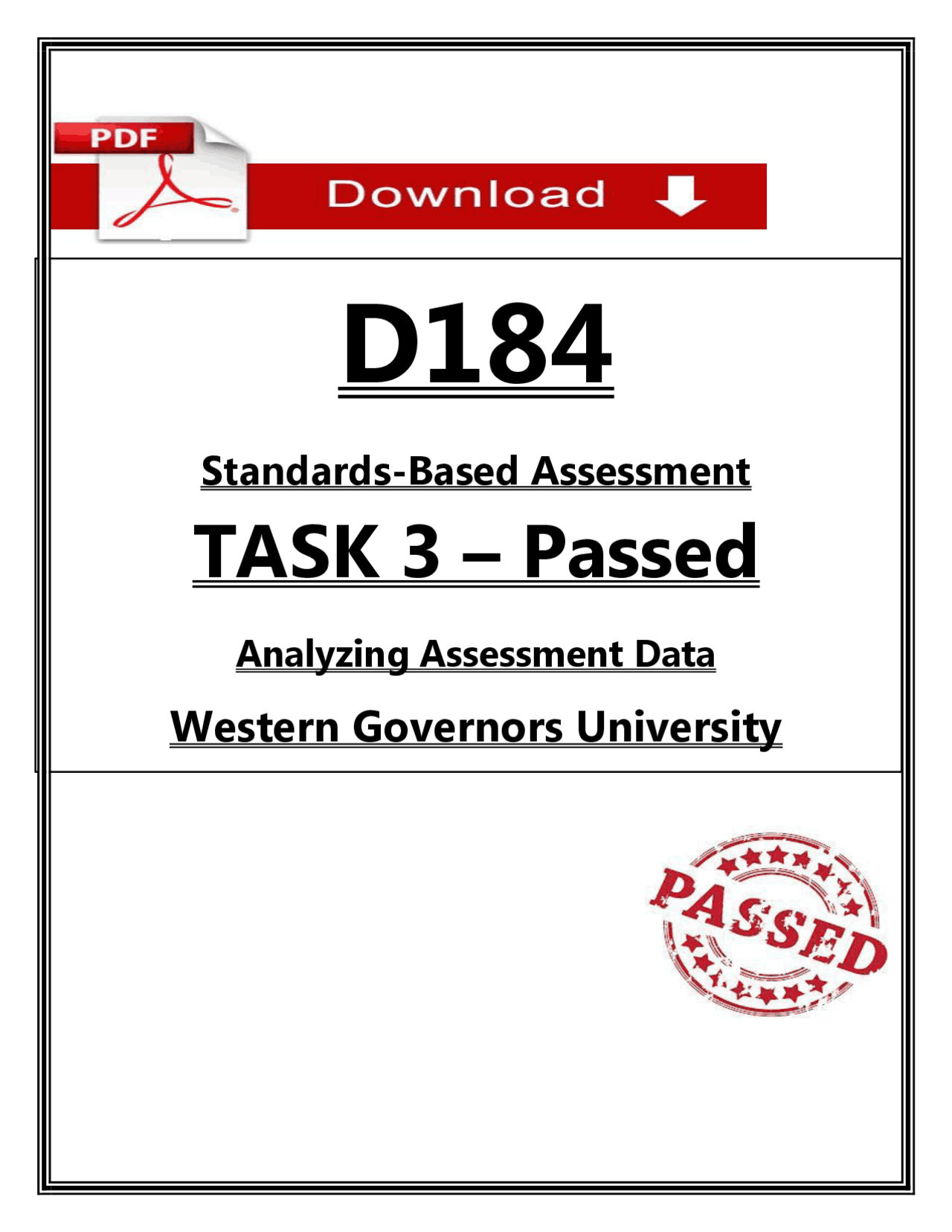 D184 Task 3 Passed 2026 – Analyzing Assessment Data | WGU | Exams ...