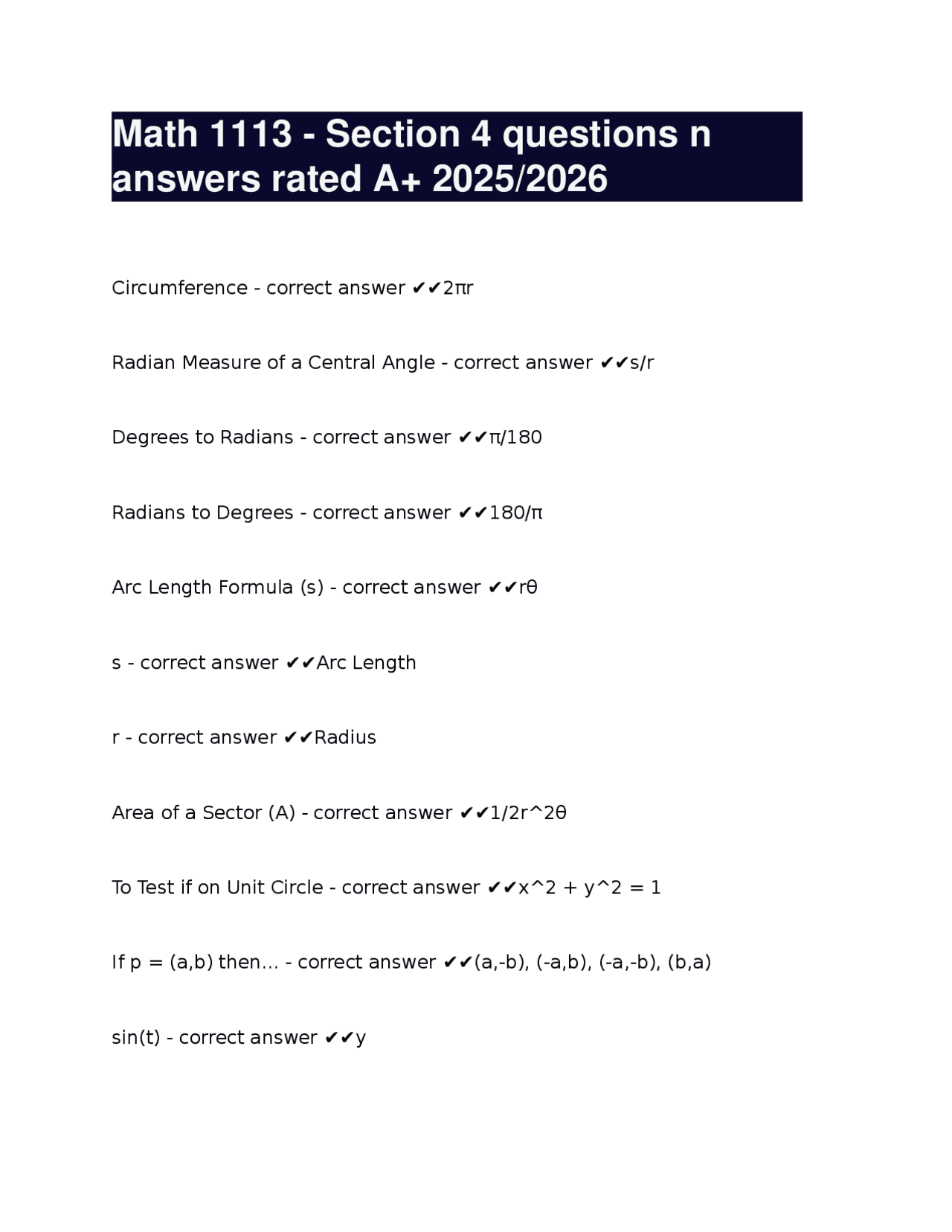 Math 1113 - Section 4 questions n answers rated A+ 2025-2026-6.docx ...