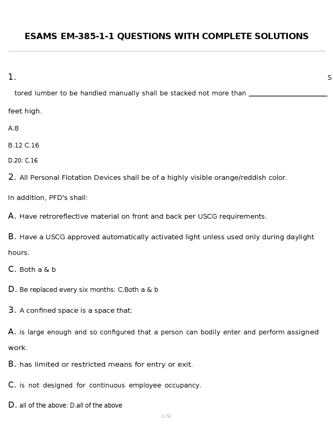 ESAMS EM-385-1-1 QUESTIONS WITH COMPLETE SOLUTIONS | Exams Civil ...